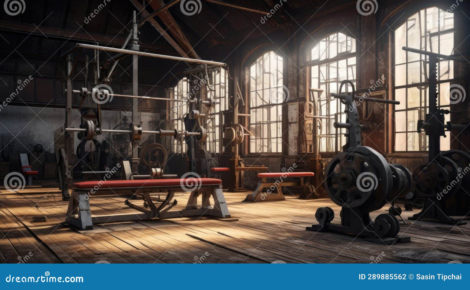 Old Gym Interior with Equipment Stock Illustration - Illustration of ...