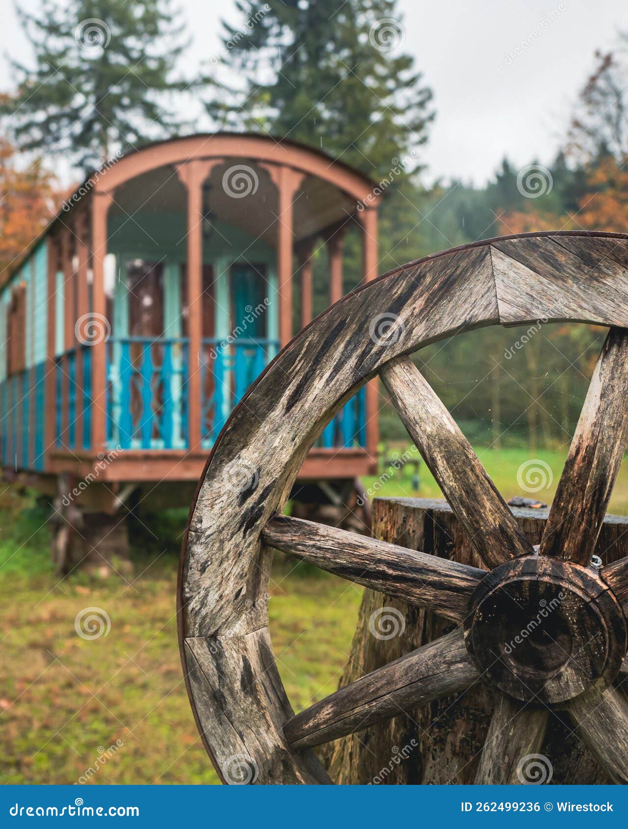 Old Gypsy Wagon on the Green Grass Stock Photo - Image of antique, cart ...