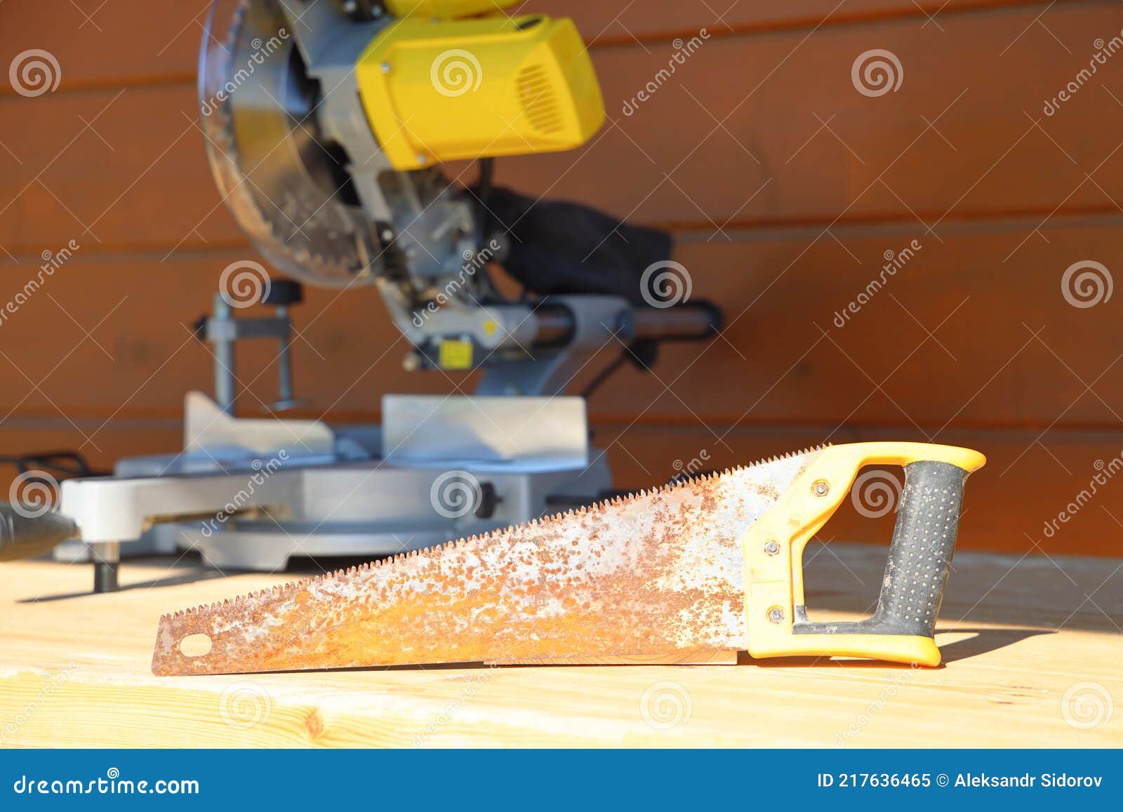 Old Hacksaw with Rusty Blade on the Background of a Modern Table ...