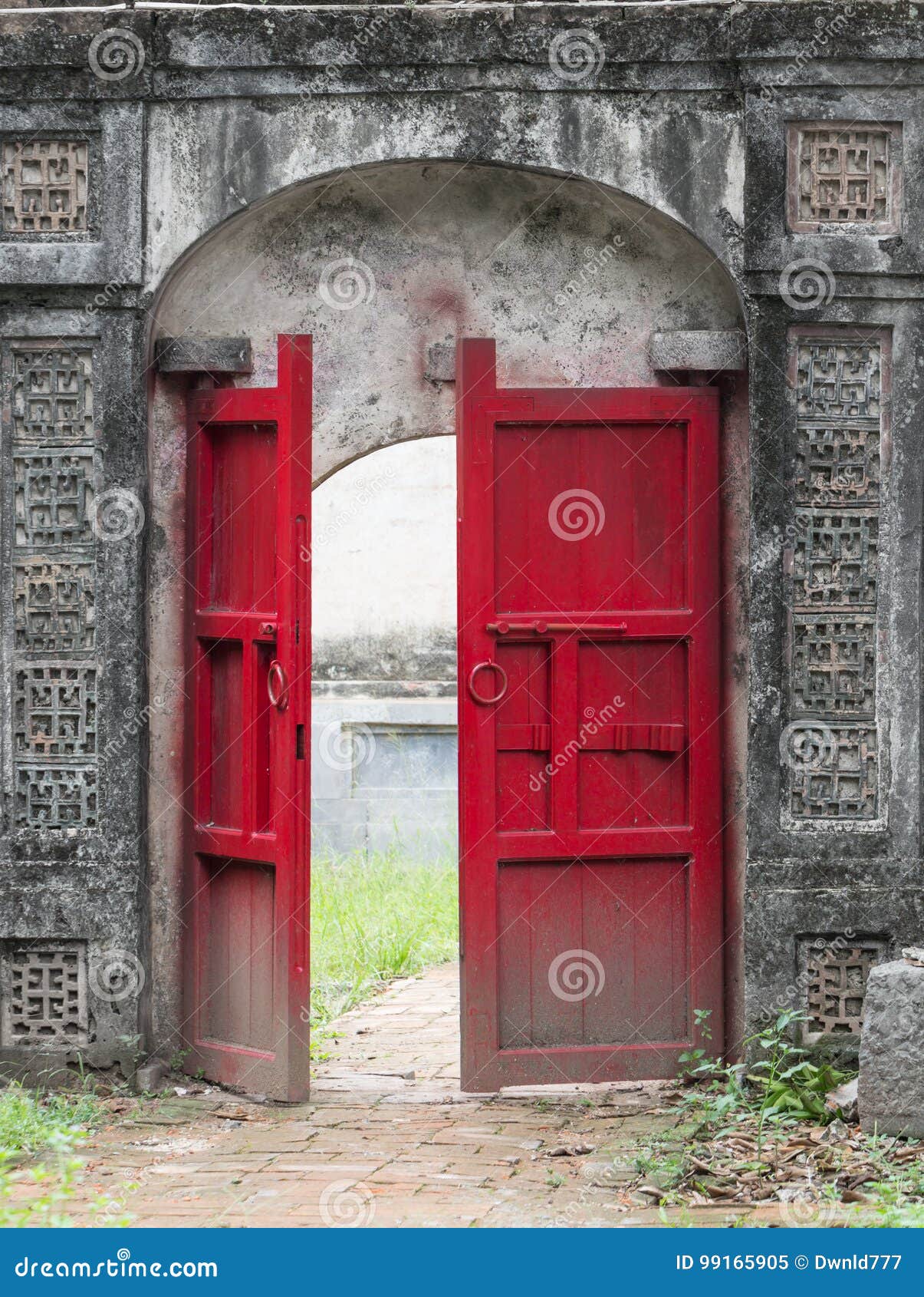 Old half opened red door stock image. Image of gate, building - 99165905