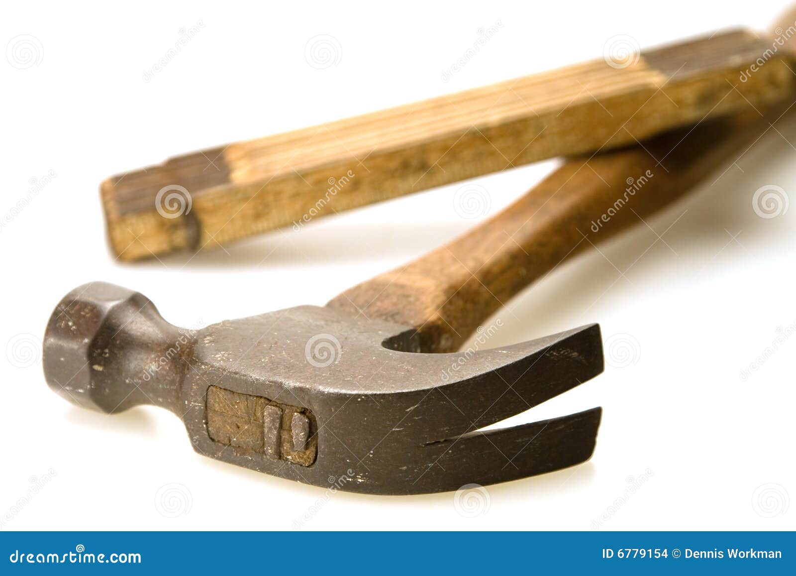Old hammer and ruler stock photo. Image of accessories - 6779154