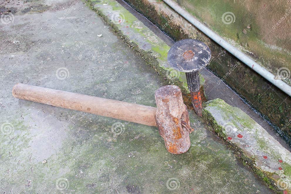 Old Hammer Series and Tool Cold Chisel Stock Image - Image of equipment ...