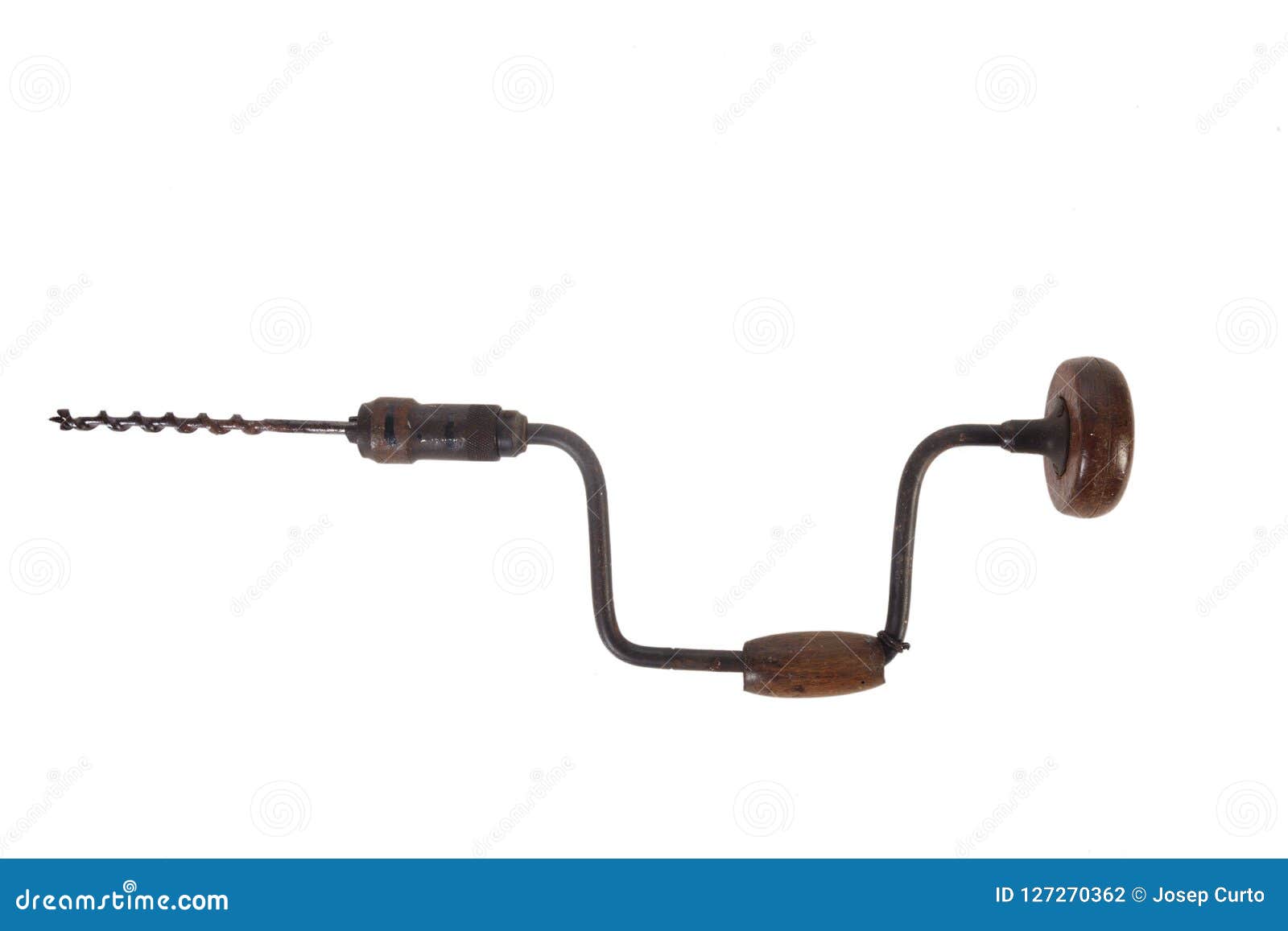 Old hand drill on white stock photo. Image of steel - 127270362