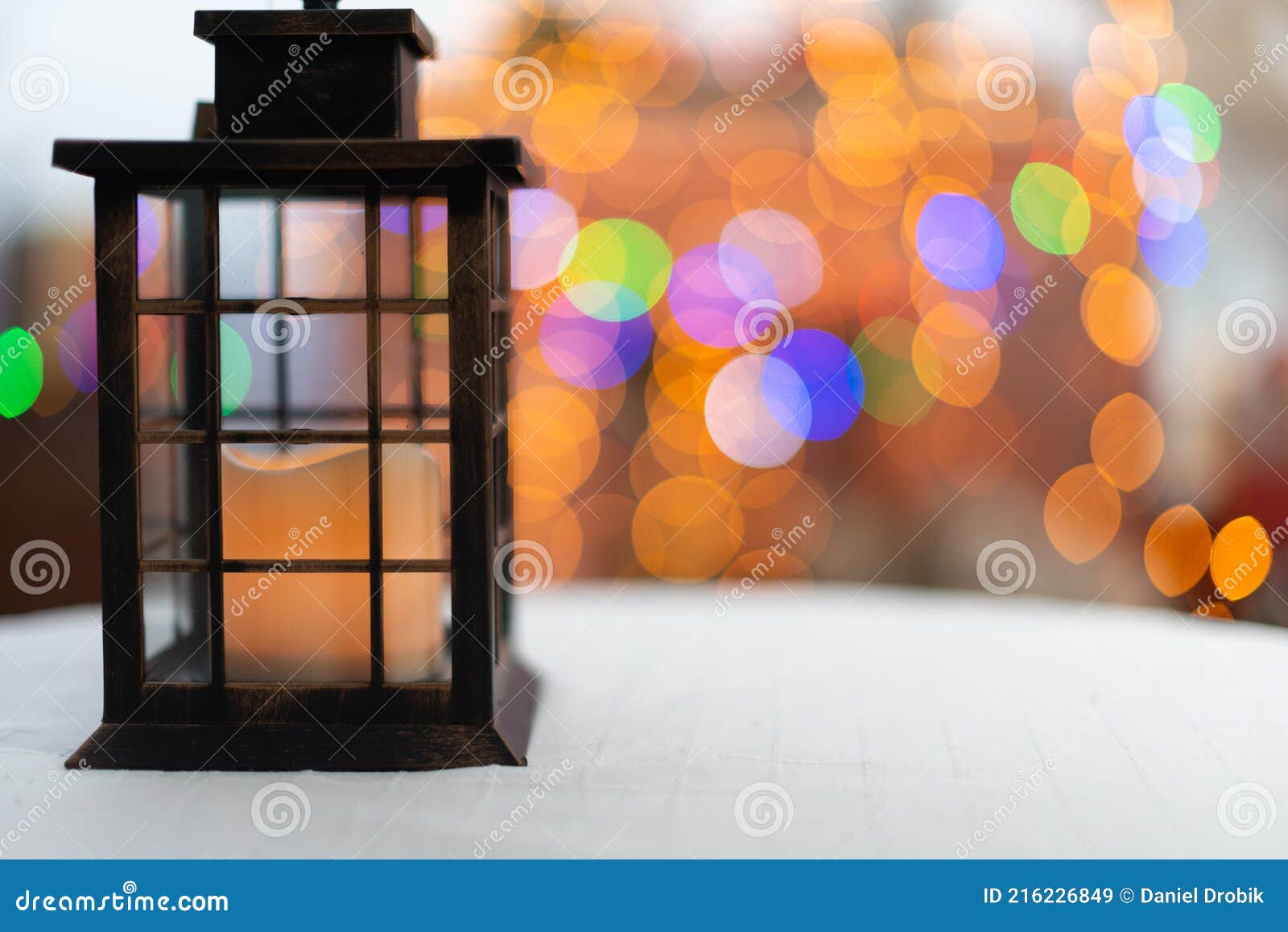 Old Hand Lantern with Barely Smoldering Candle Inside. on the Second ...