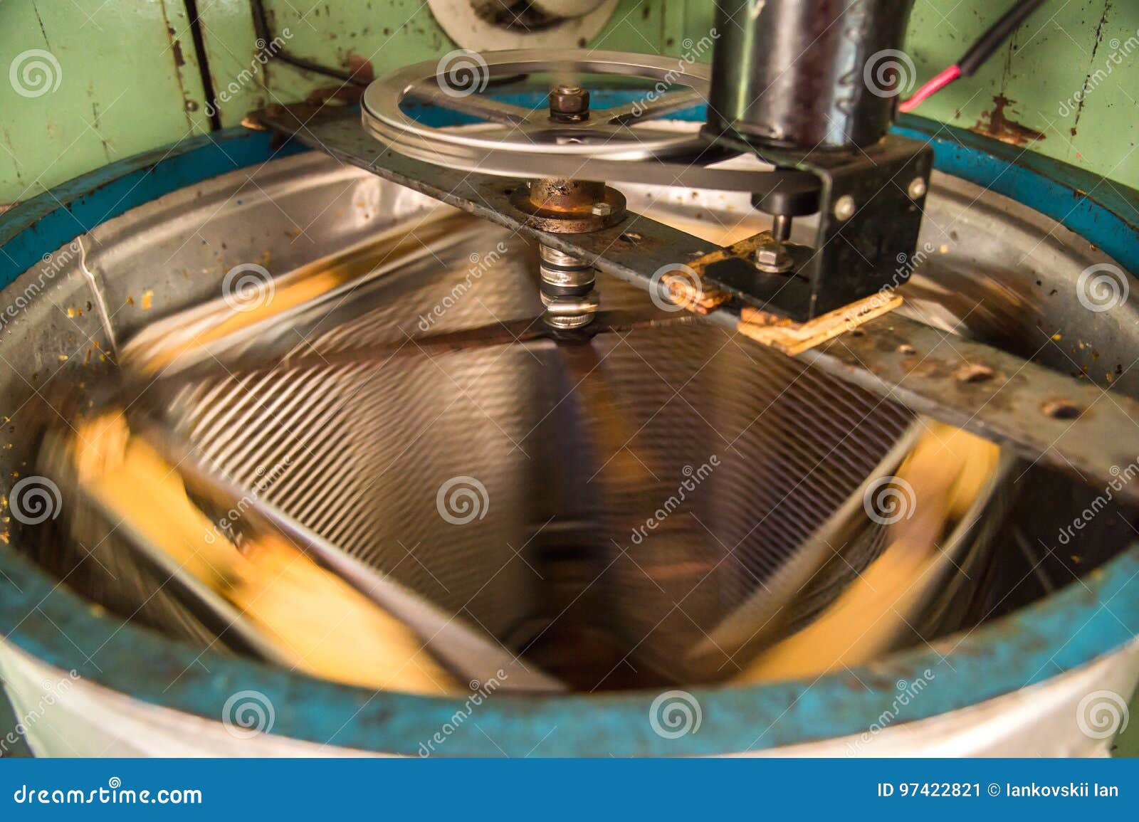Old Hand-made Automated Honey Extractor Stock Image - Image of frame ...