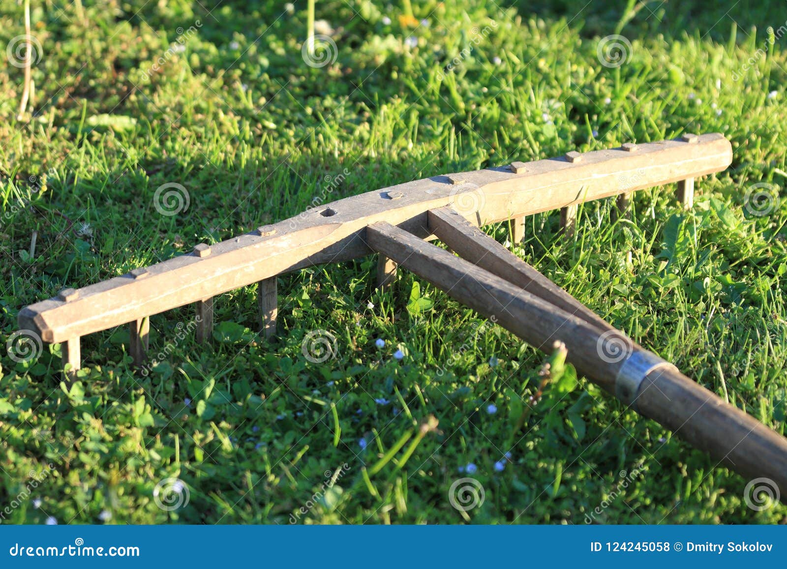 Old Hand-made Rake for Hay in the Village Stock Photo - Image of hand ...