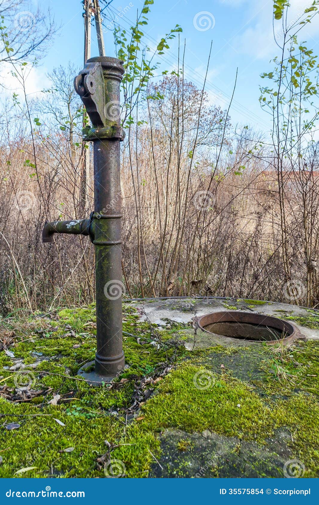 The Old Hand Pump on the Well Stock Photo - Image of iron, manual: 35575854