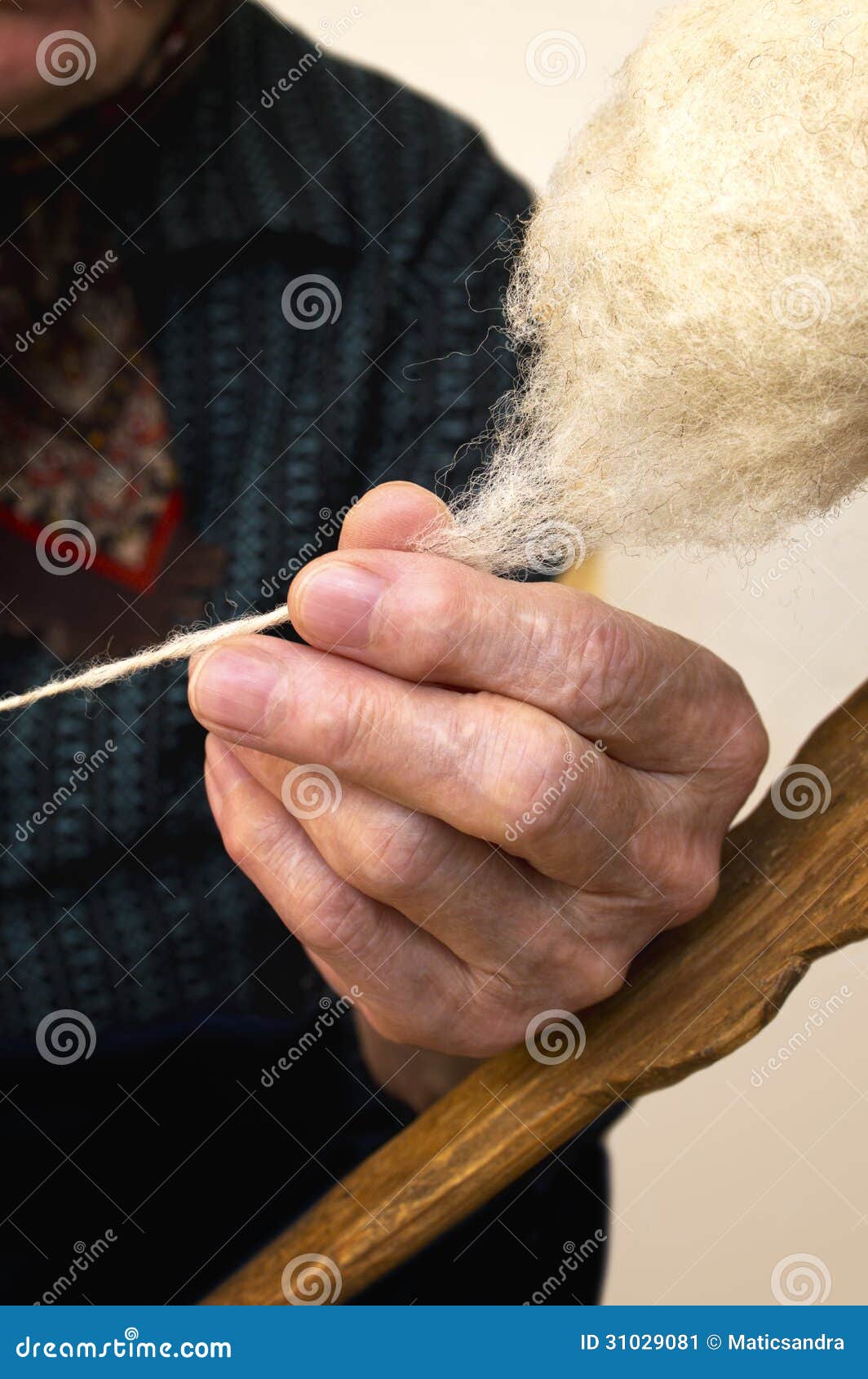 Hand Spinning Wheel On The Wall Of The Old Log House Royalty-Free Stock ...