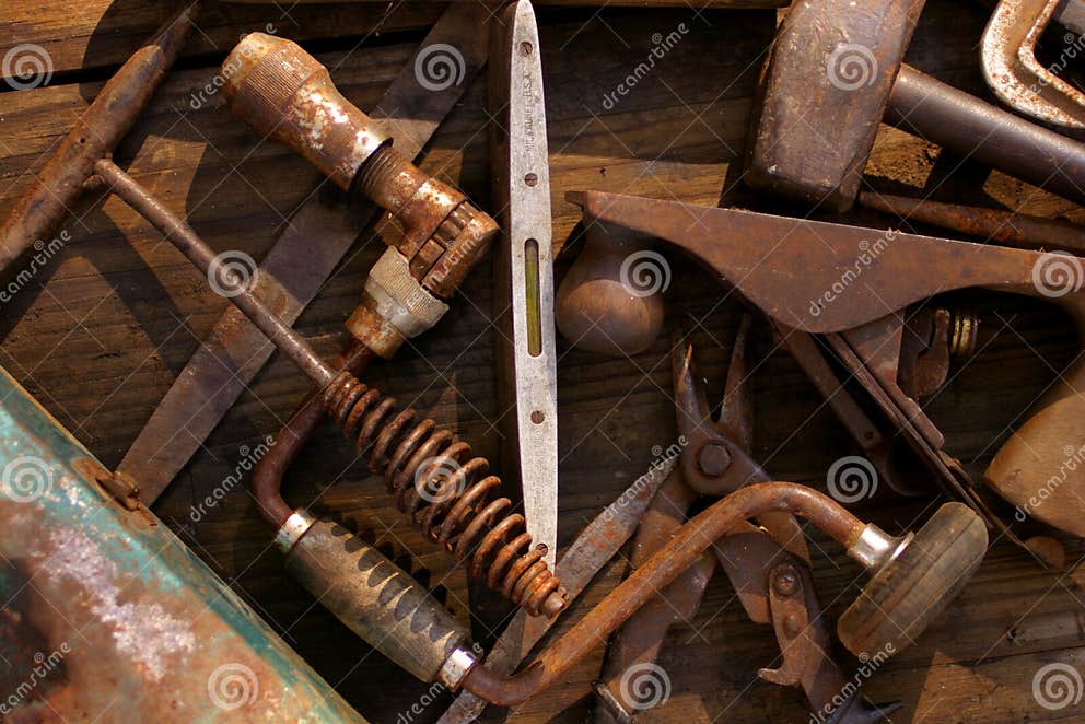 Old Hand Tools stock image. Image of tools, spanner, level - 39709