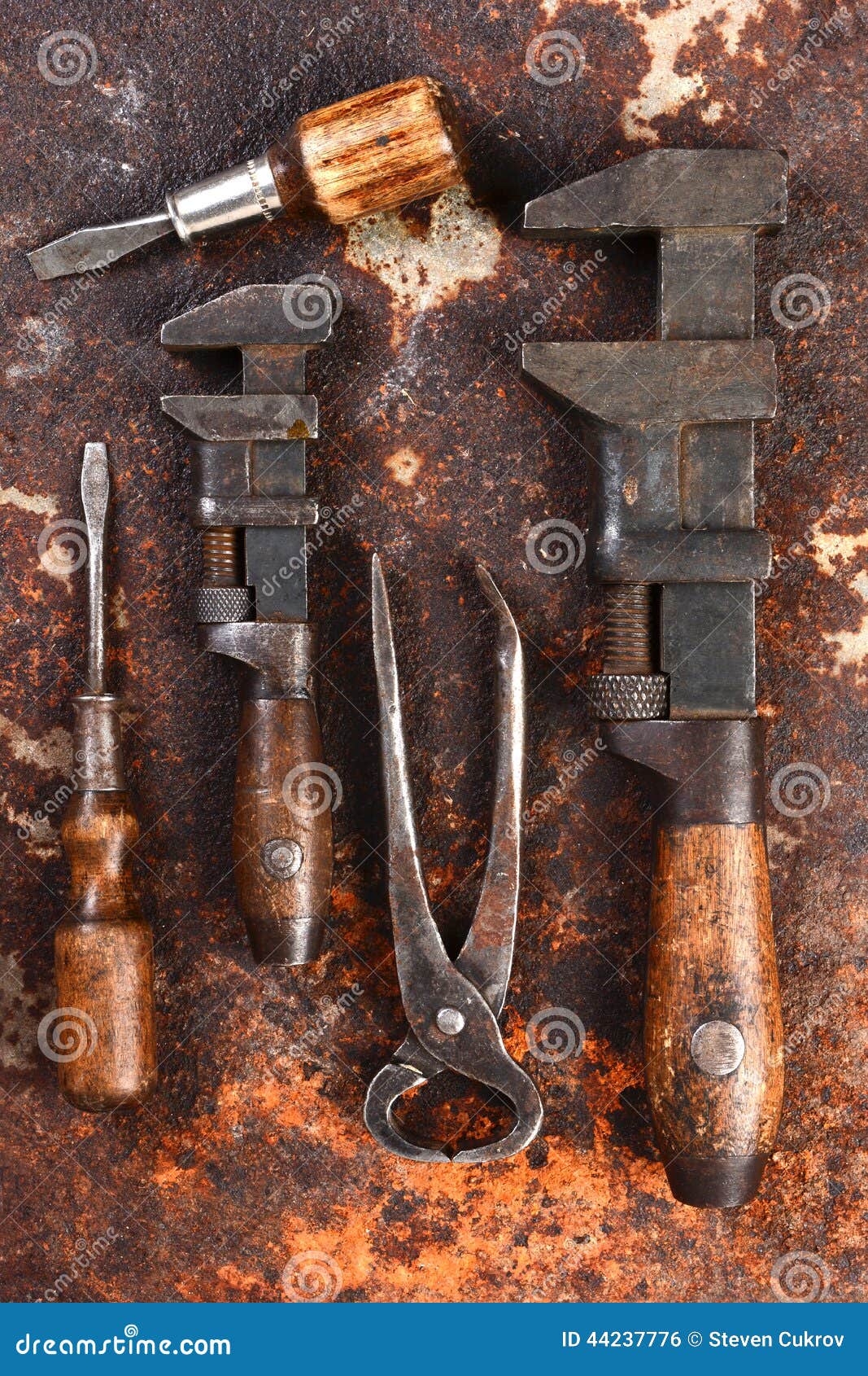 Old Hand Tools on Rusty Surface Stock Photo - Image of wooden, high ...