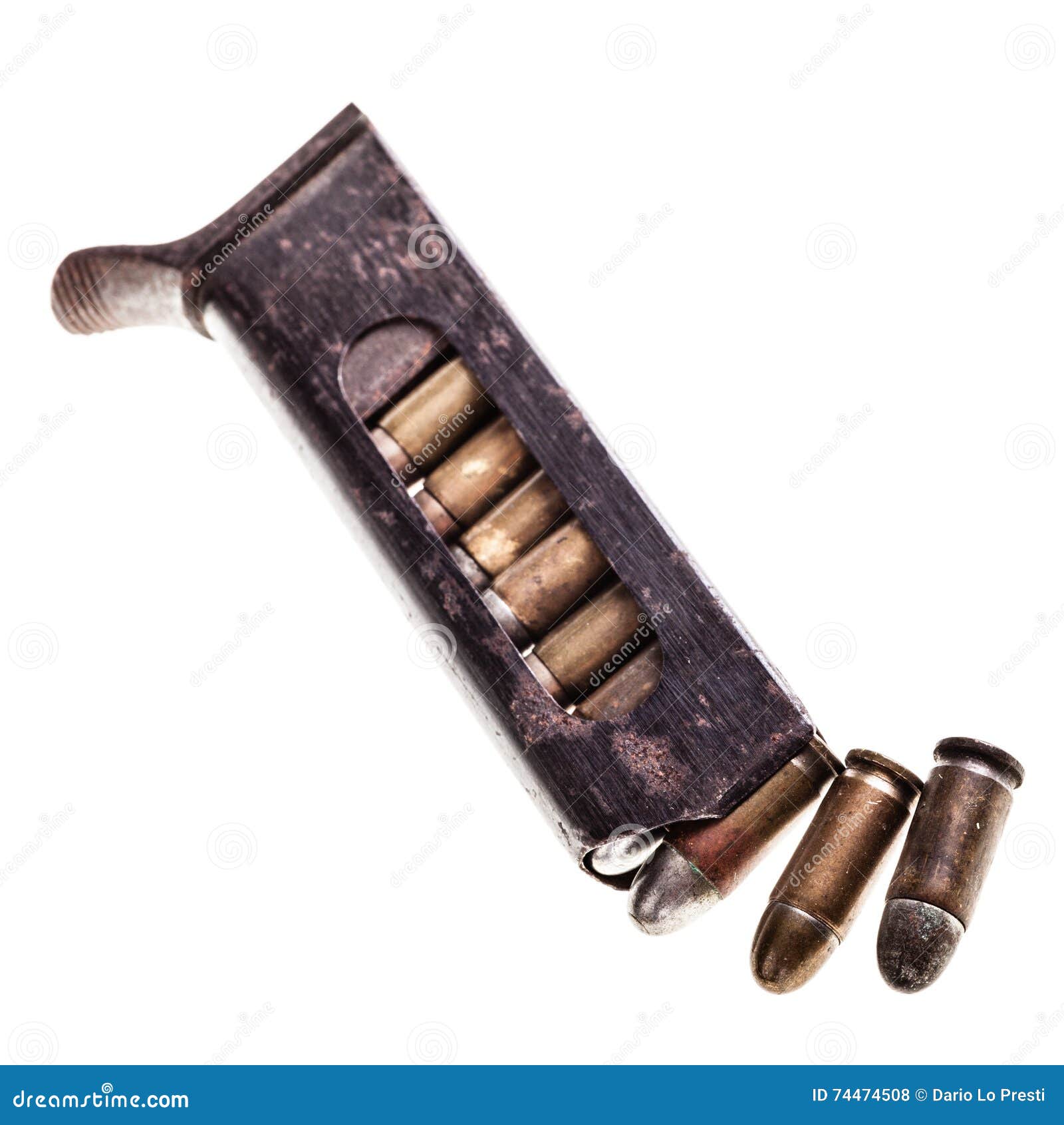 A Loaded Handgun Magazine With 40 Caliber Bullets And A Loaded Rifle ...