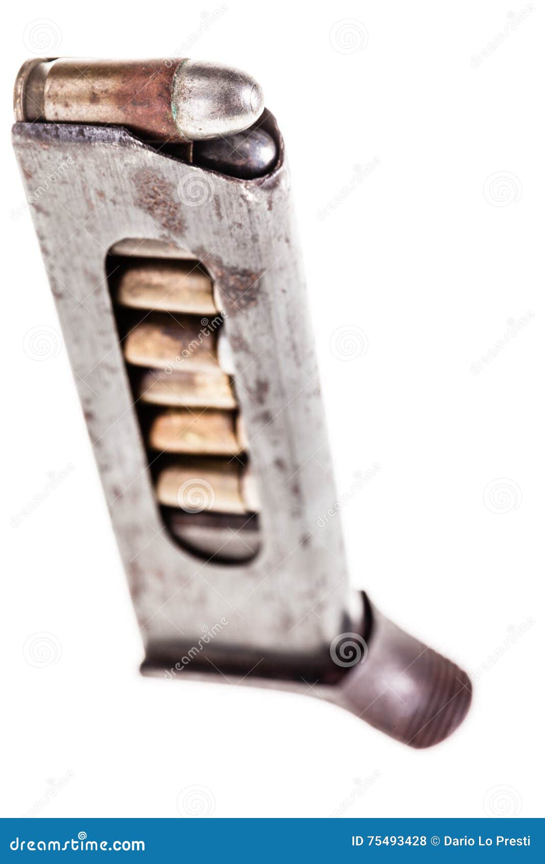 A Loaded Handgun Magazine With 40 Caliber Bullets And A Loaded Rifle ...