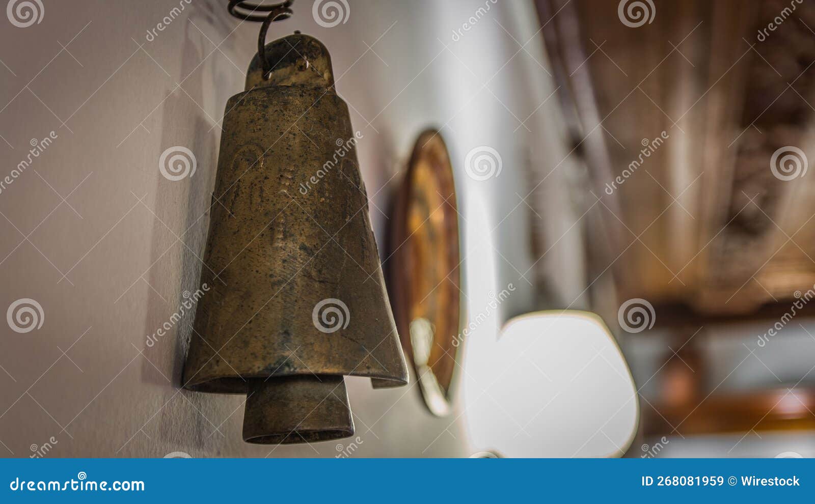 Old Handmade Bell on the Wall. Stock Image - Image of wall, ornament ...