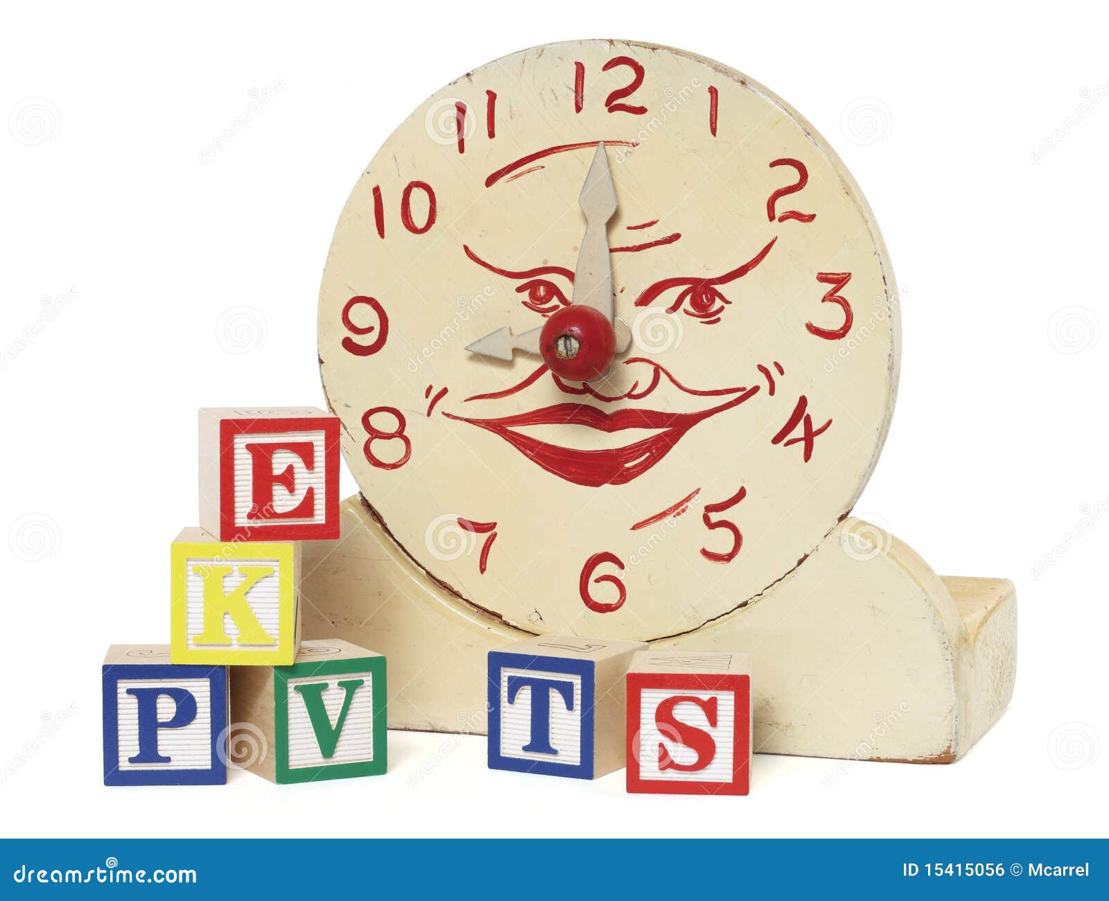Old Handmade Wooden Toy Clock and Alphabet Blocks Stock Photo - Image ...