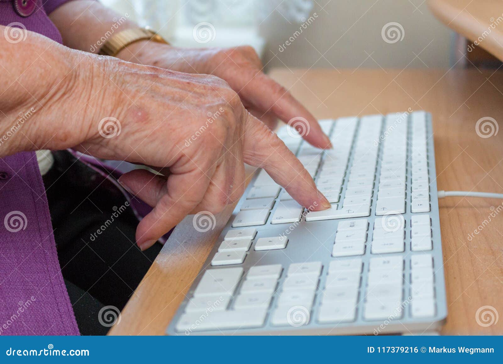 Old hands use a keyboard stock photo. Image of modern - 117379216