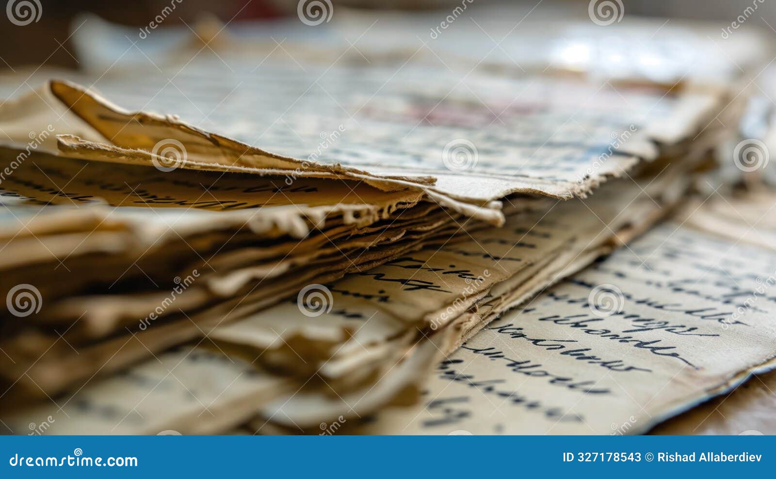 Old Handwritten Letters Stacked Stock Illustration - Illustration of ...