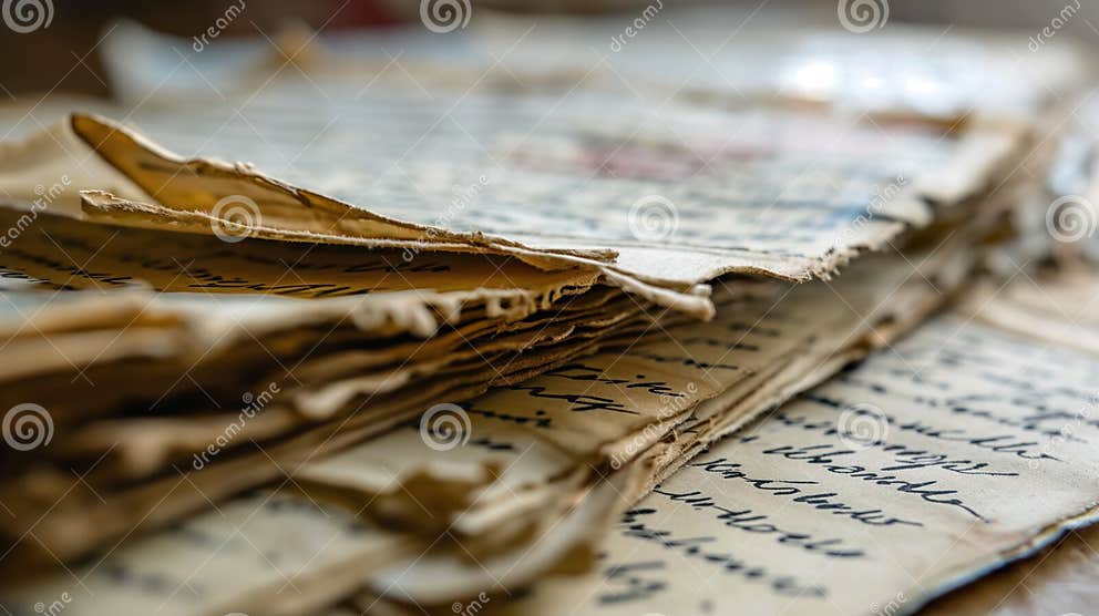 Old Handwritten Letters Stacked Stock Illustration - Illustration of ...