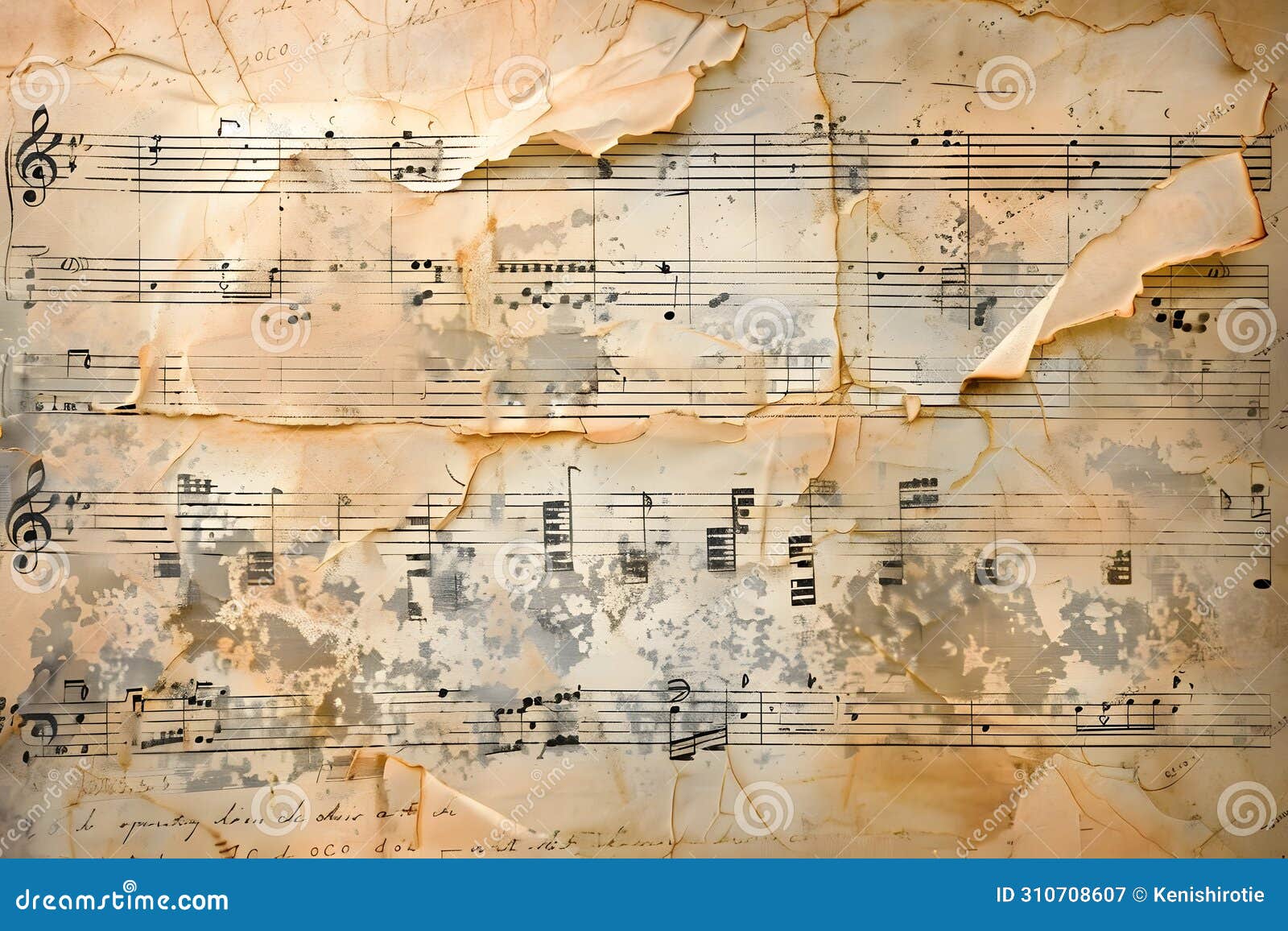 Old Handwritten Music Manuscript Stock Image - Image of classical ...