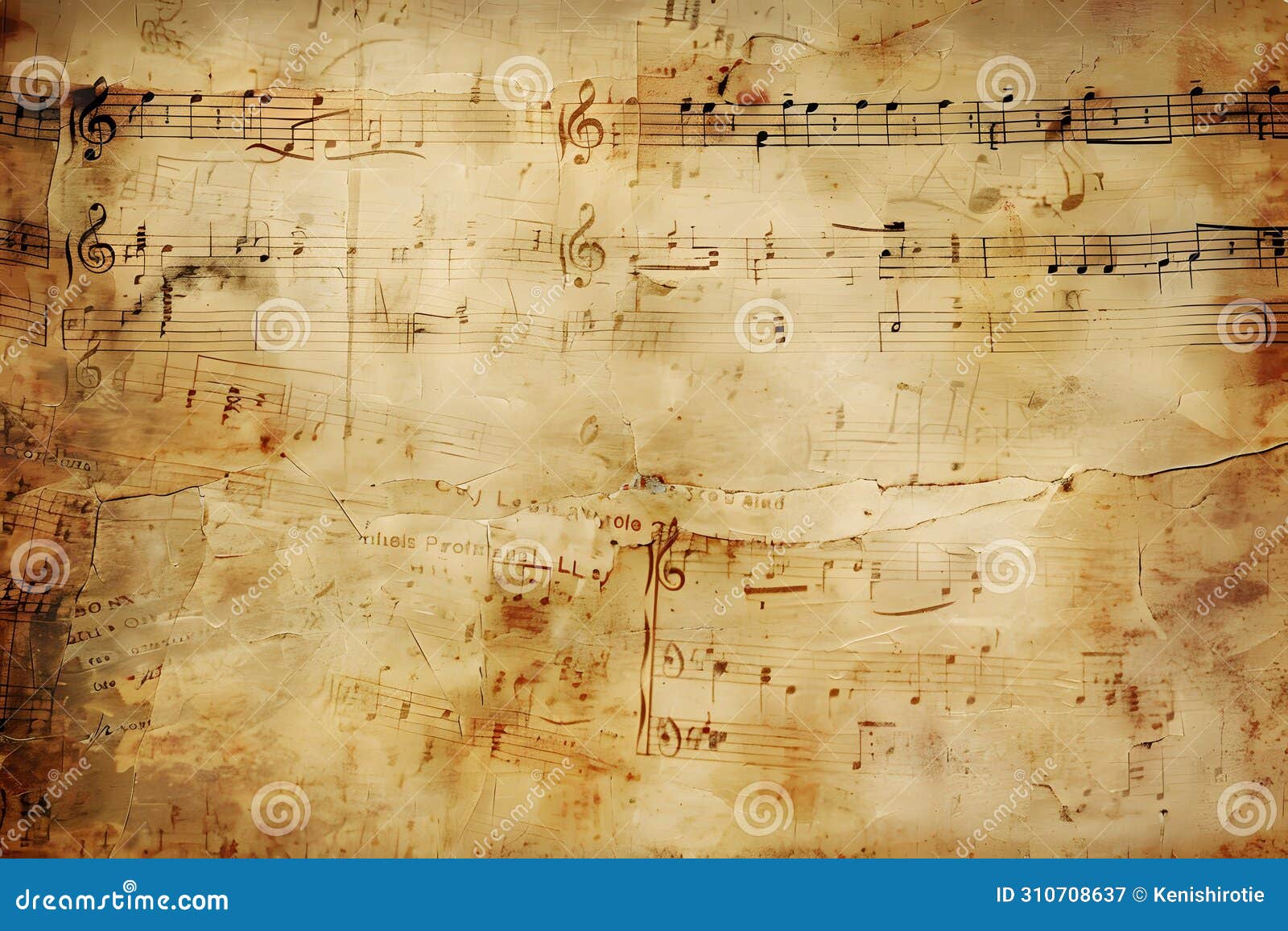 Old Handwritten Music Manuscript Stock Image - Image of antique, symbol ...