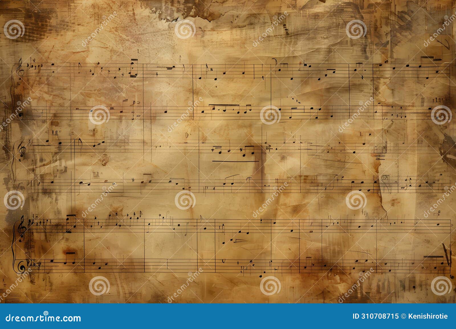 Old Handwritten Music Manuscript Stock Image - Image of messy ...