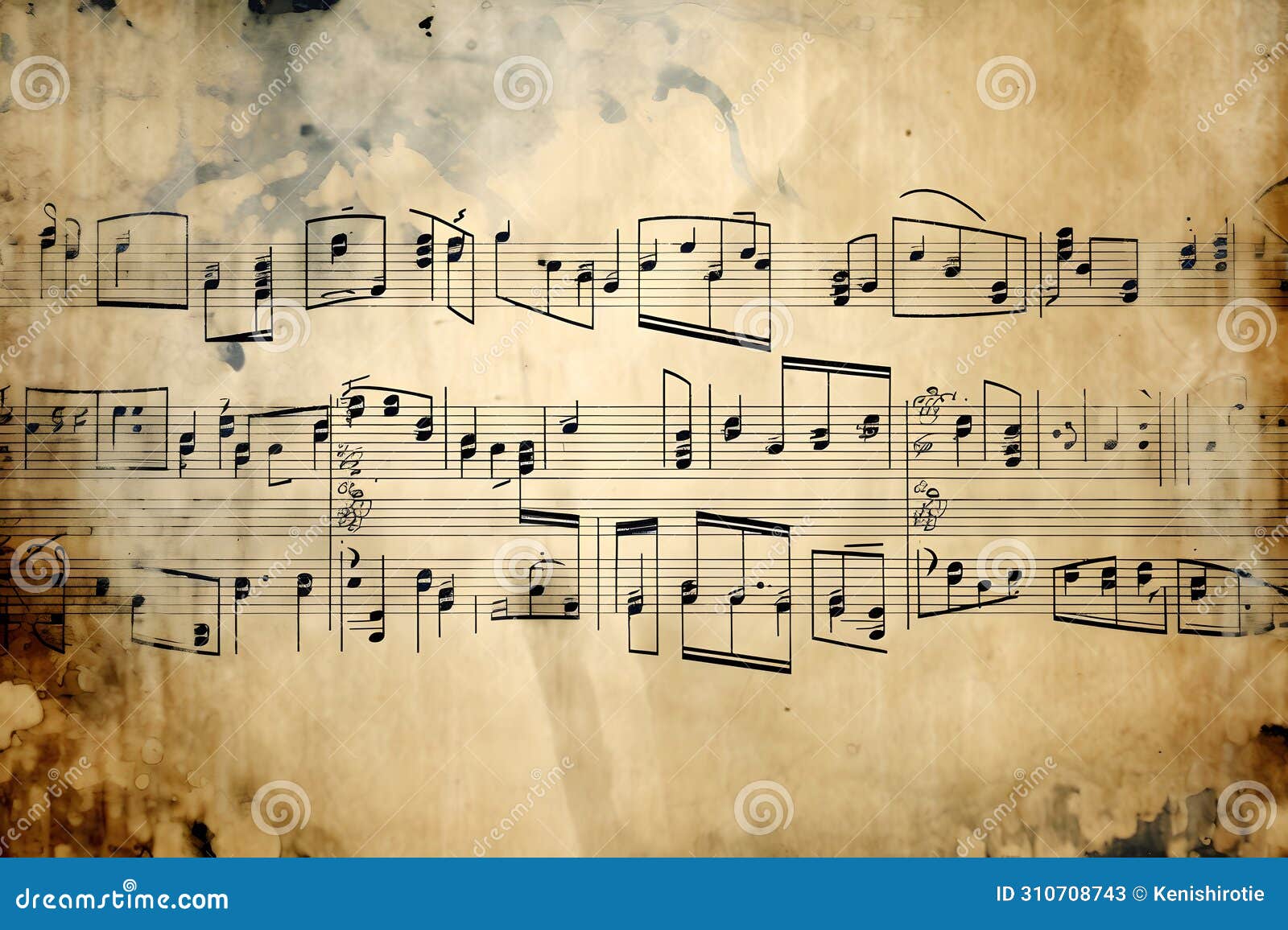 Old Handwritten Music Manuscript Stock Image - Image of yellow, antique ...