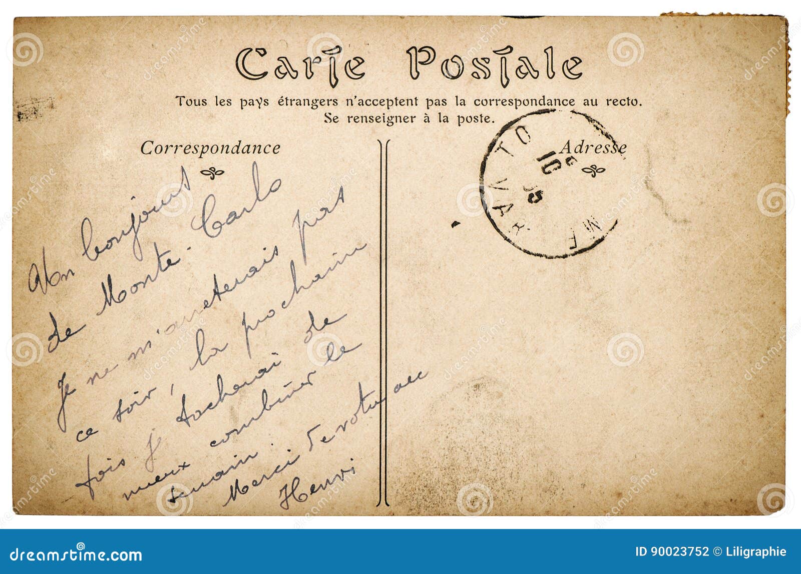 Old Postcard Mail Used Stained Paper Texture Edges Isolated Stock Photo ...