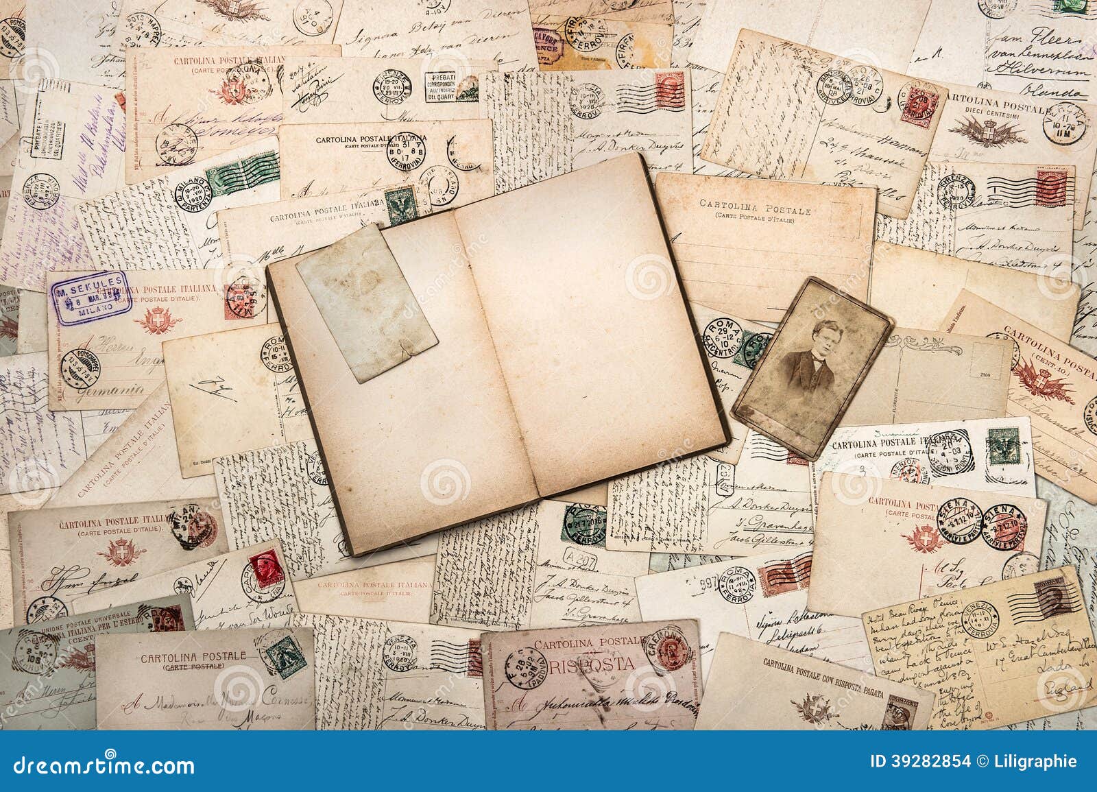 Old Handwritten Postcards Letter Used Paper Background Editorial Photo ...