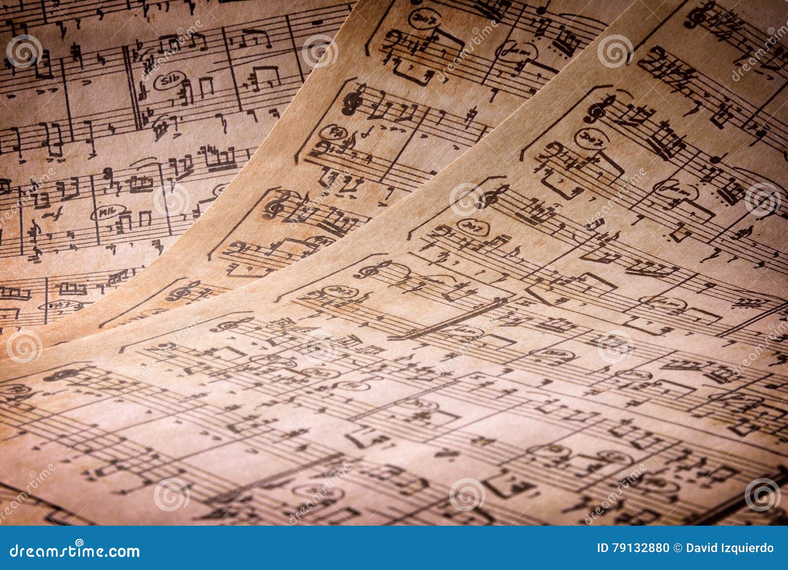 Old Handwritten Scores Folded Stock Photo - Image of musical, element ...