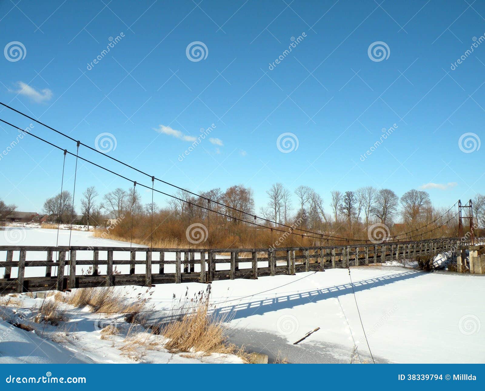 Old hanging bridge stock photo. Image of rusne, trees - 38339794