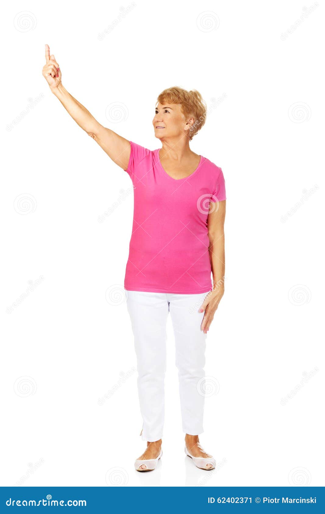 An Old Happy Lady Pointing for Something Stock Image - Image of lady ...