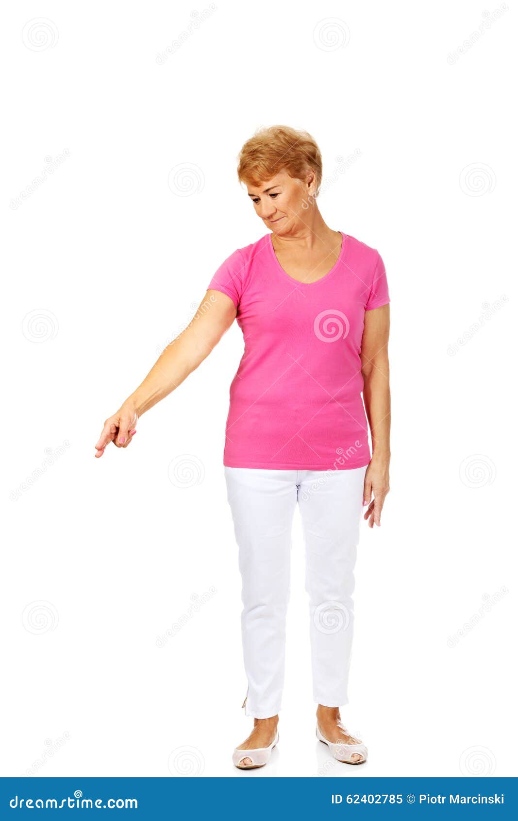 An Old Happy Lady Pointing for Something Stock Image - Image of ...