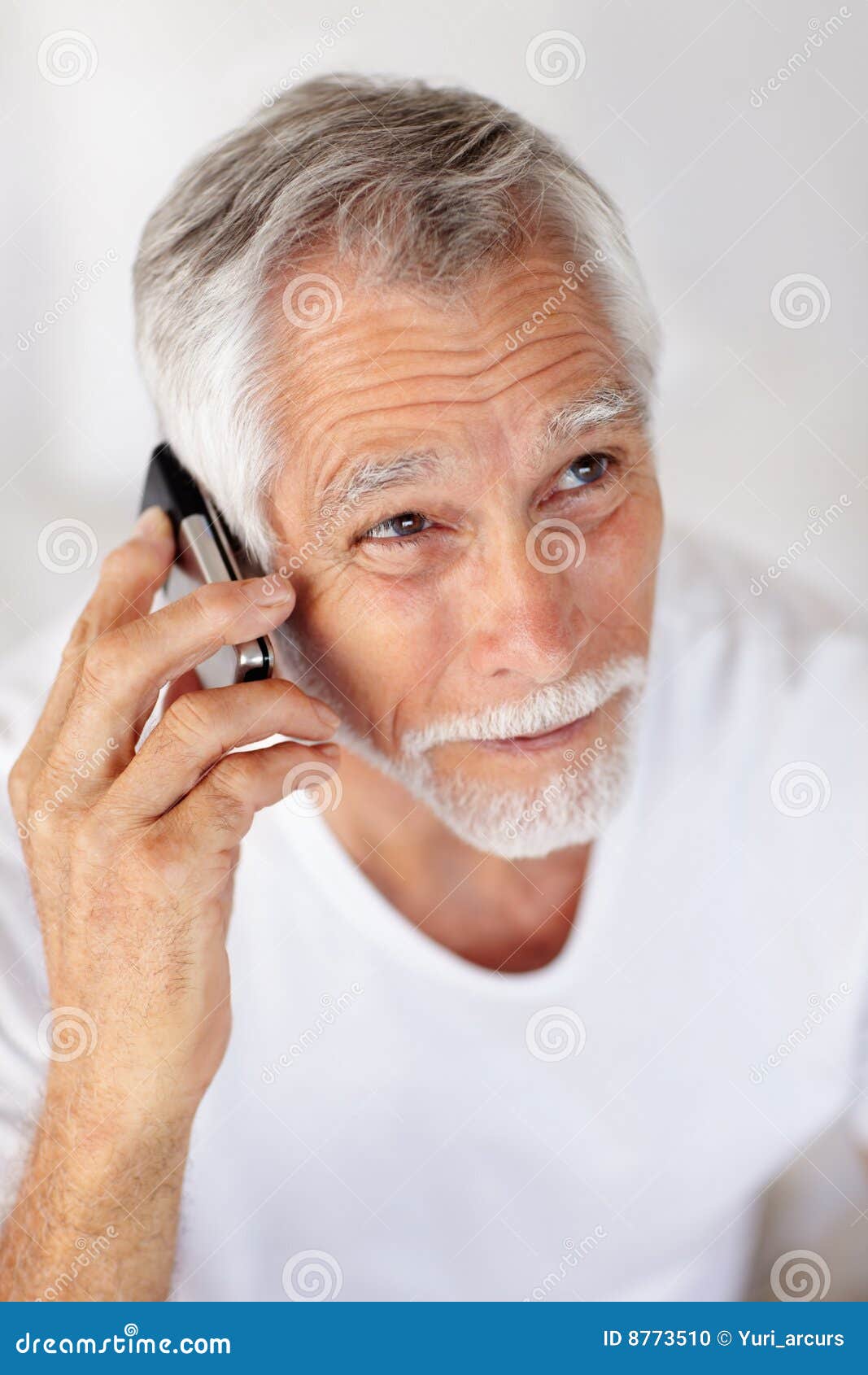An Old Happy Man Speaking on a Mobile Stock Photo - Image of mature ...