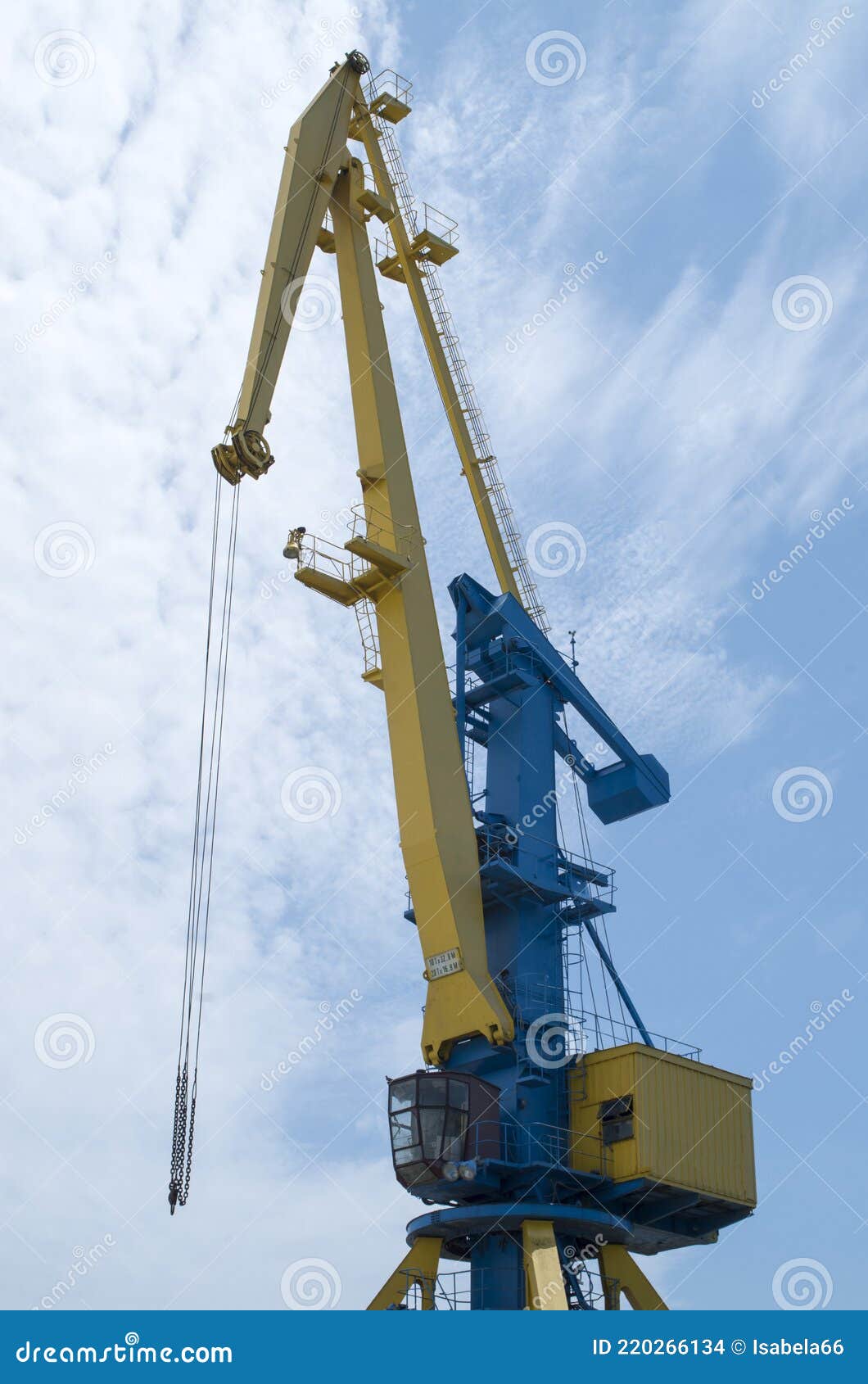 Old Harbor Big Blue and Yellow Crane Close Editorial Stock Image ...