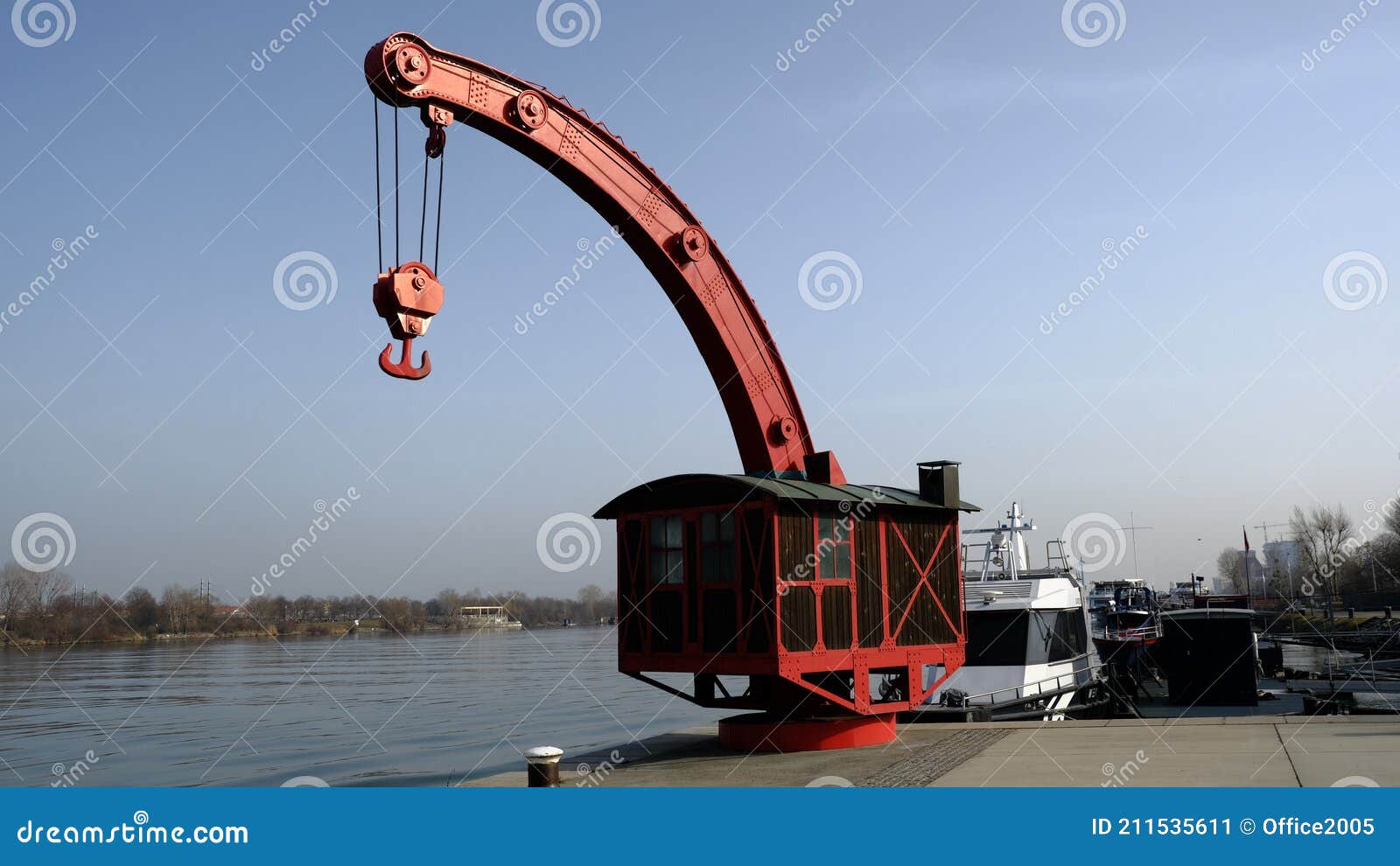 Old Harbour Crane at the Danube River Editorial Photo - Image of bridge ...