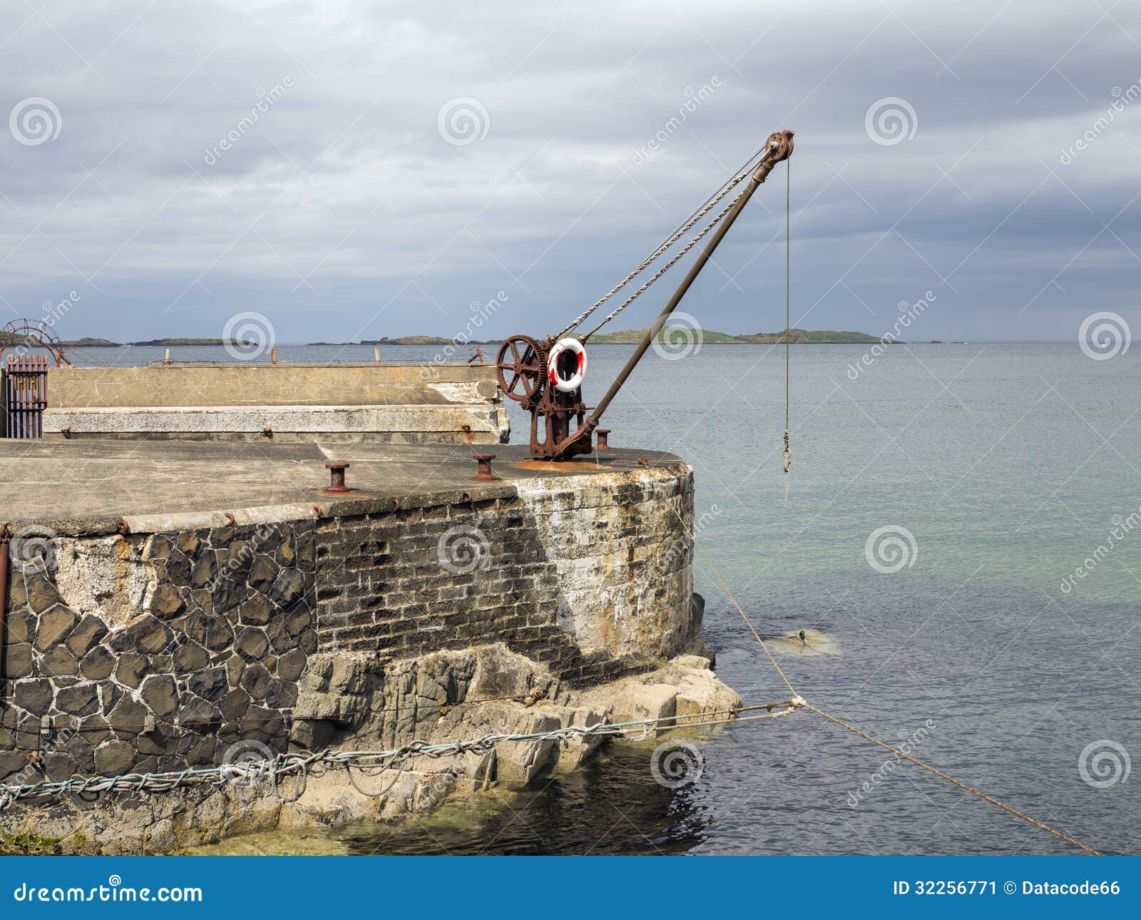 The Old Harbour and Winch Portrush Ireland Stock Image - Image of crane ...
