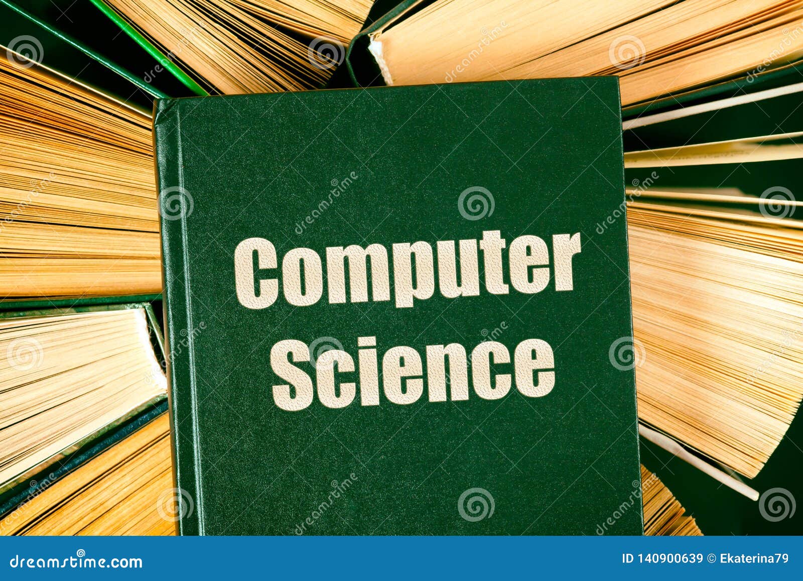 Old Hardback Books with Book Computer Science on Top Stock Image ...