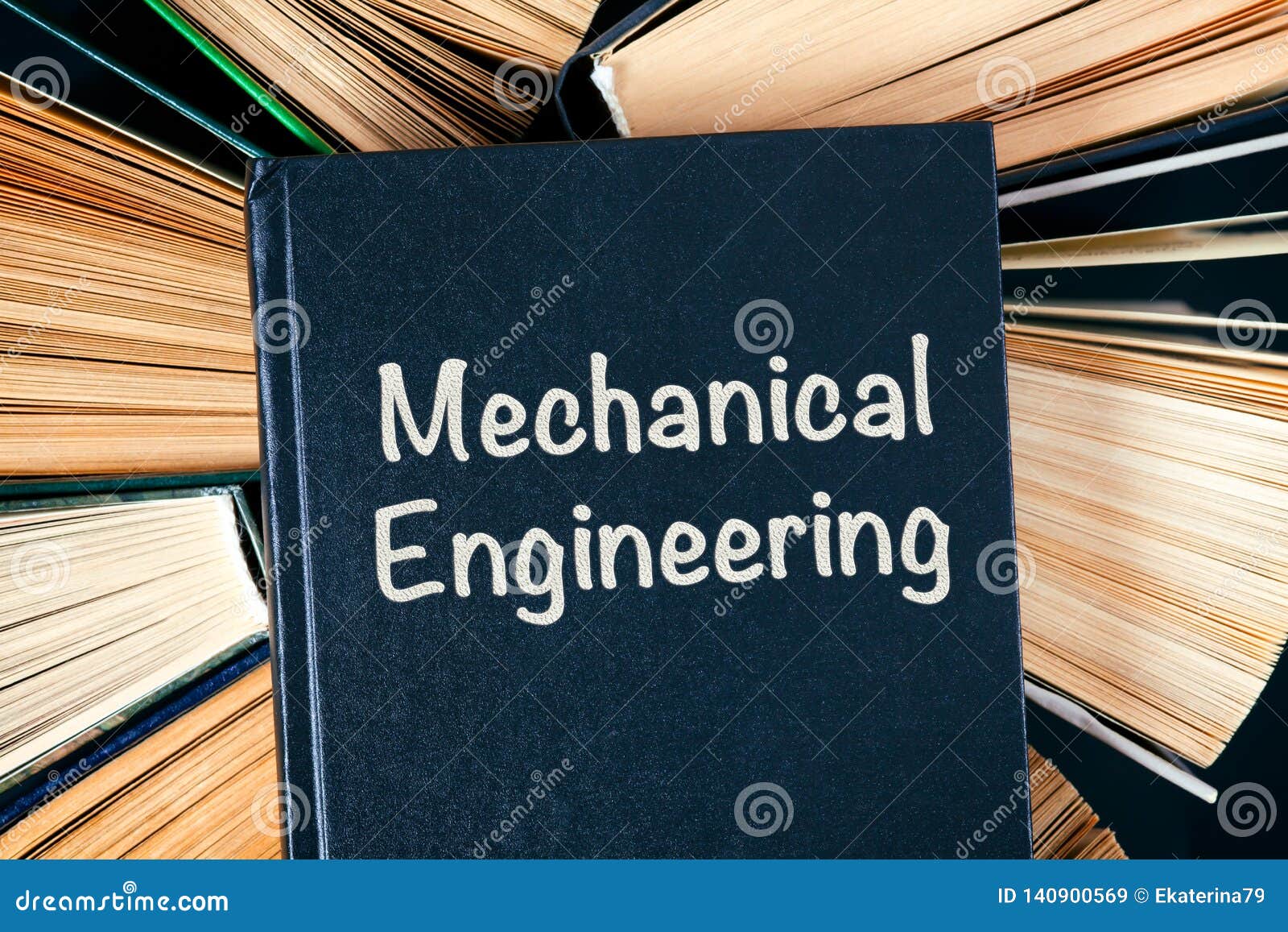 Old Hardback Books with Book Mechanical Engineering on Top Stock Image ...