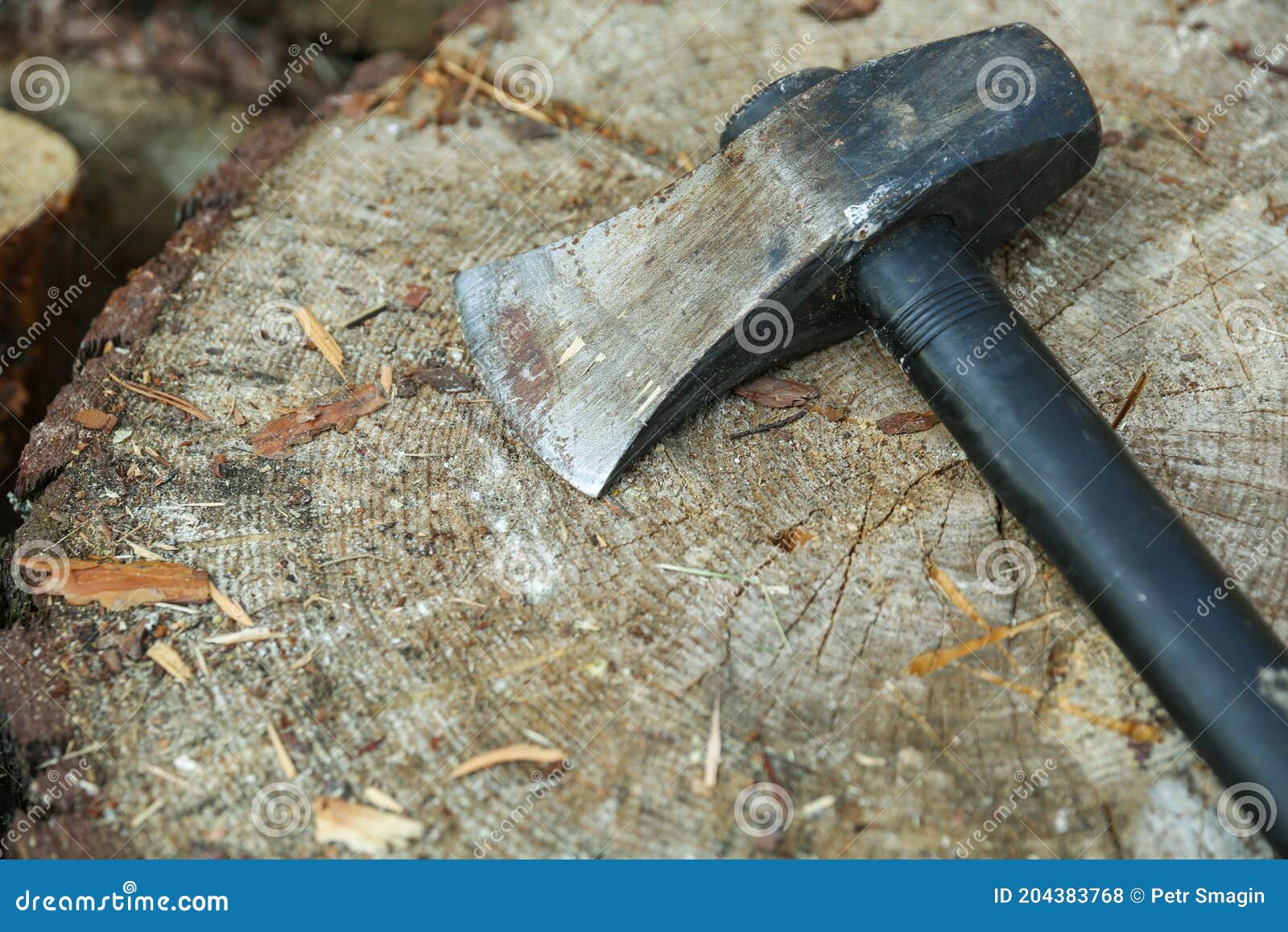 Old Hatchet is on Background of Stump Stock Photo - Image of wood, iron ...
