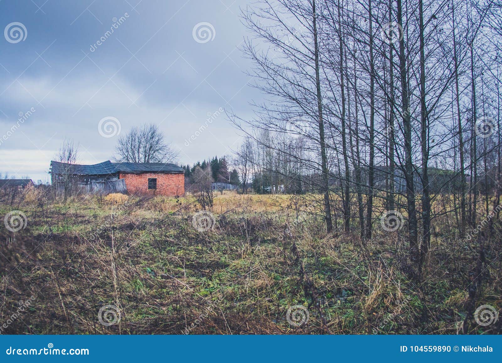 Old Haunted House on the Empty Field Stock Photo - Image of dark, house ...