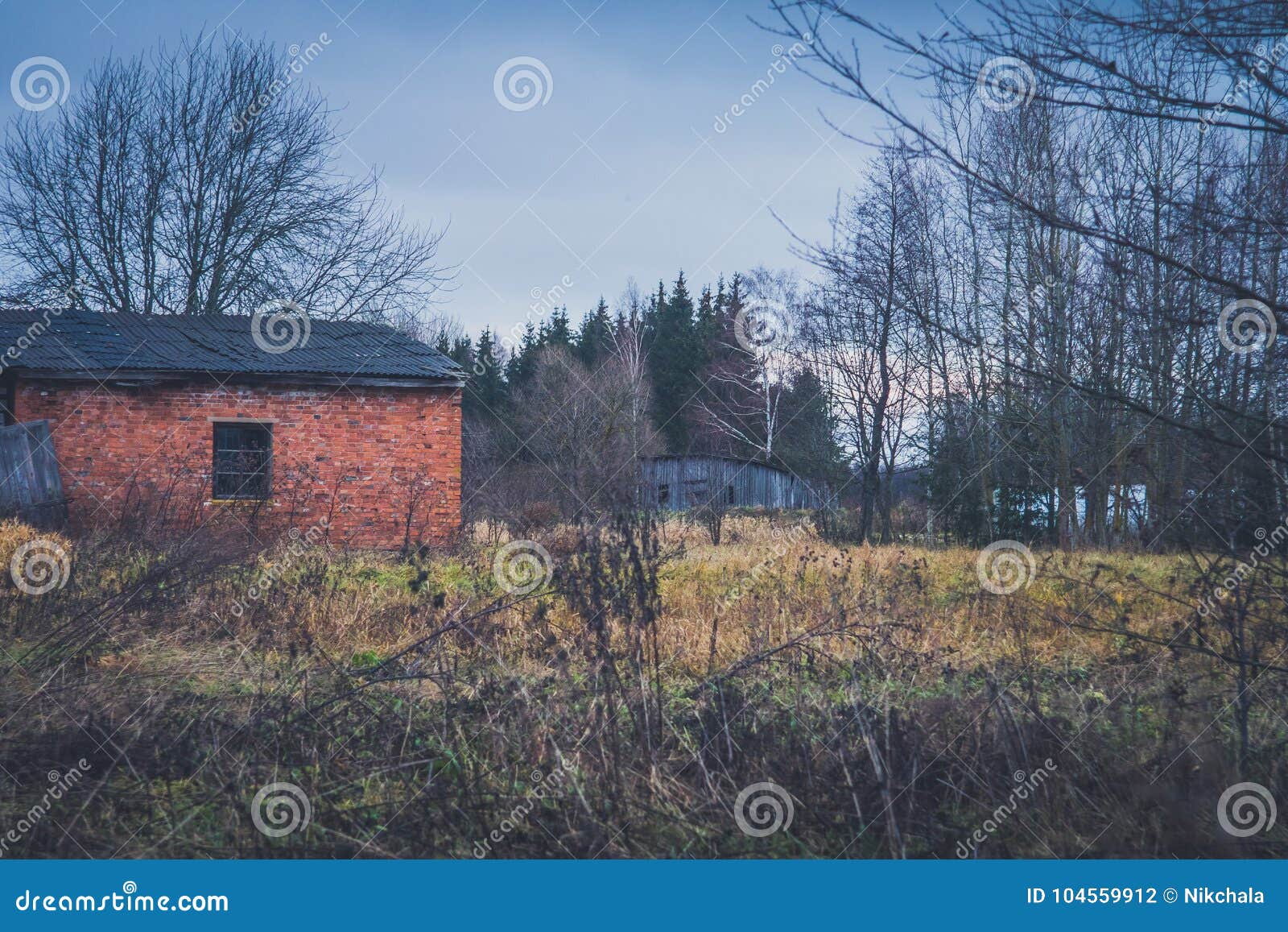 Old Haunted House on the Empty Field Stock Photo - Image of meadow ...