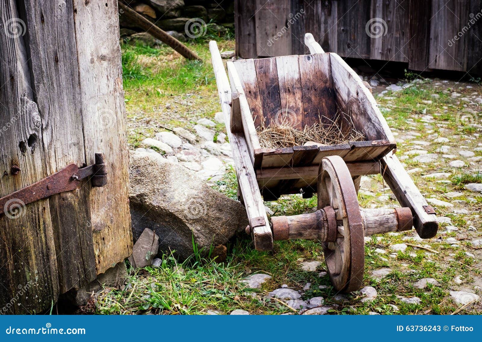 Old hay cart stock image. Image of gray, straw, push - 63736243
