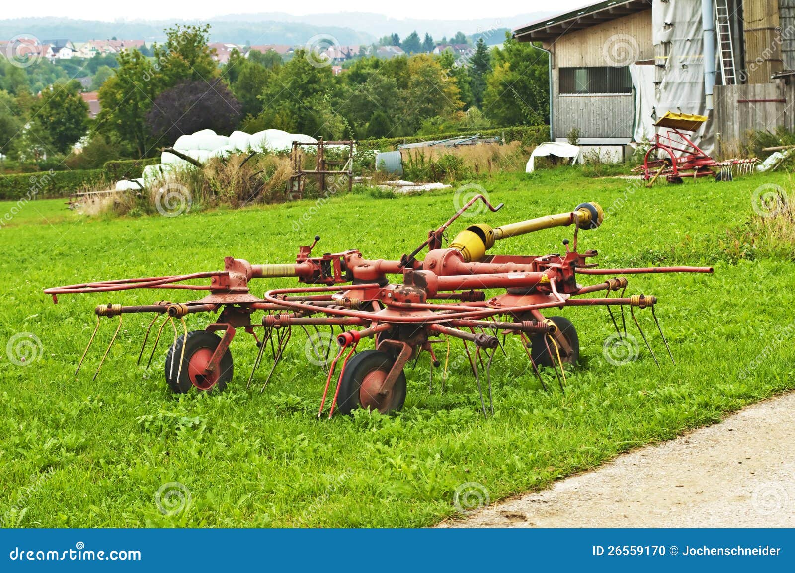 Old hay turning machine stock photo. Image of shape, object - 26559170