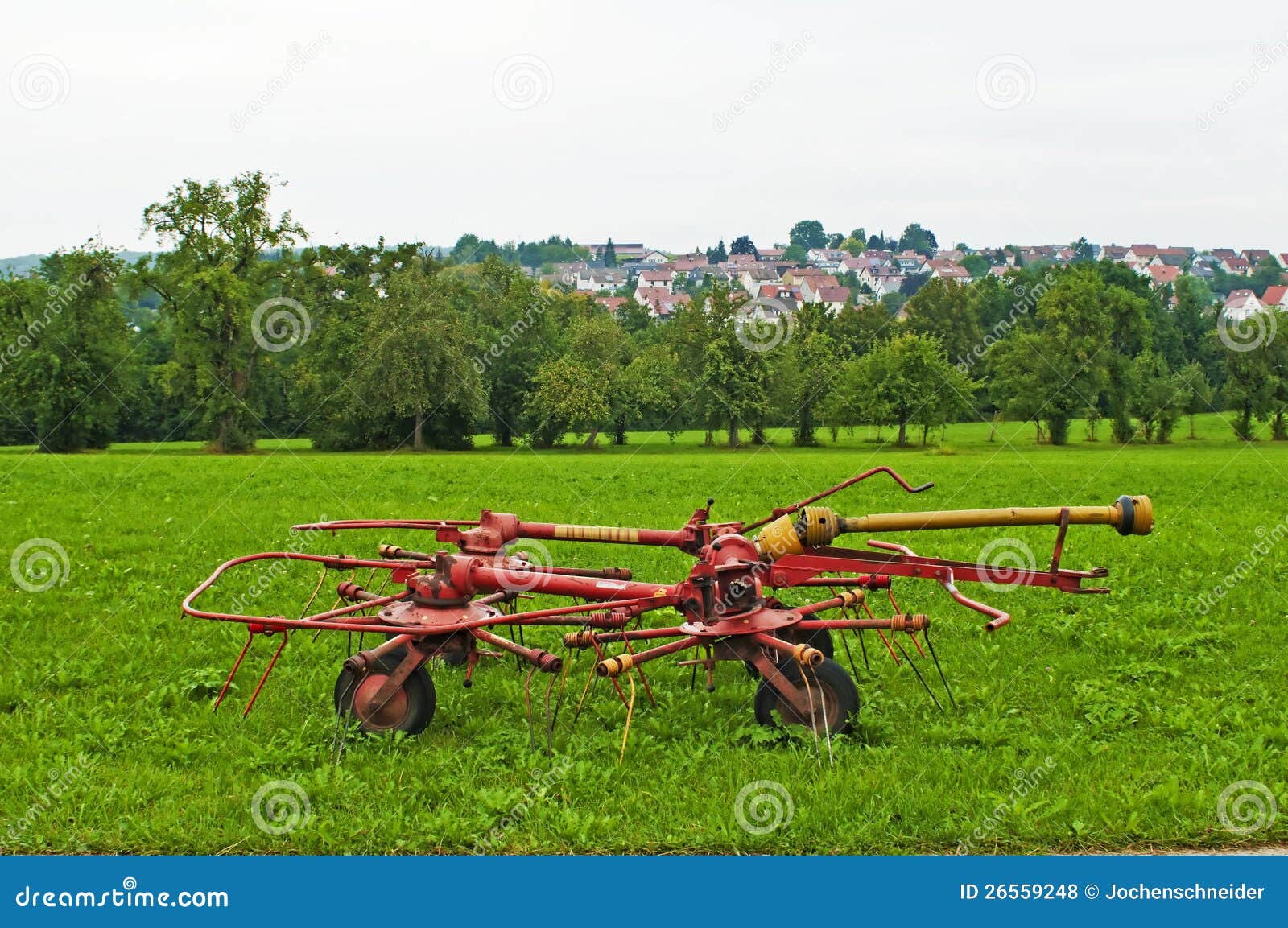 Old hay turning machine stock photo. Image of outside - 26559248