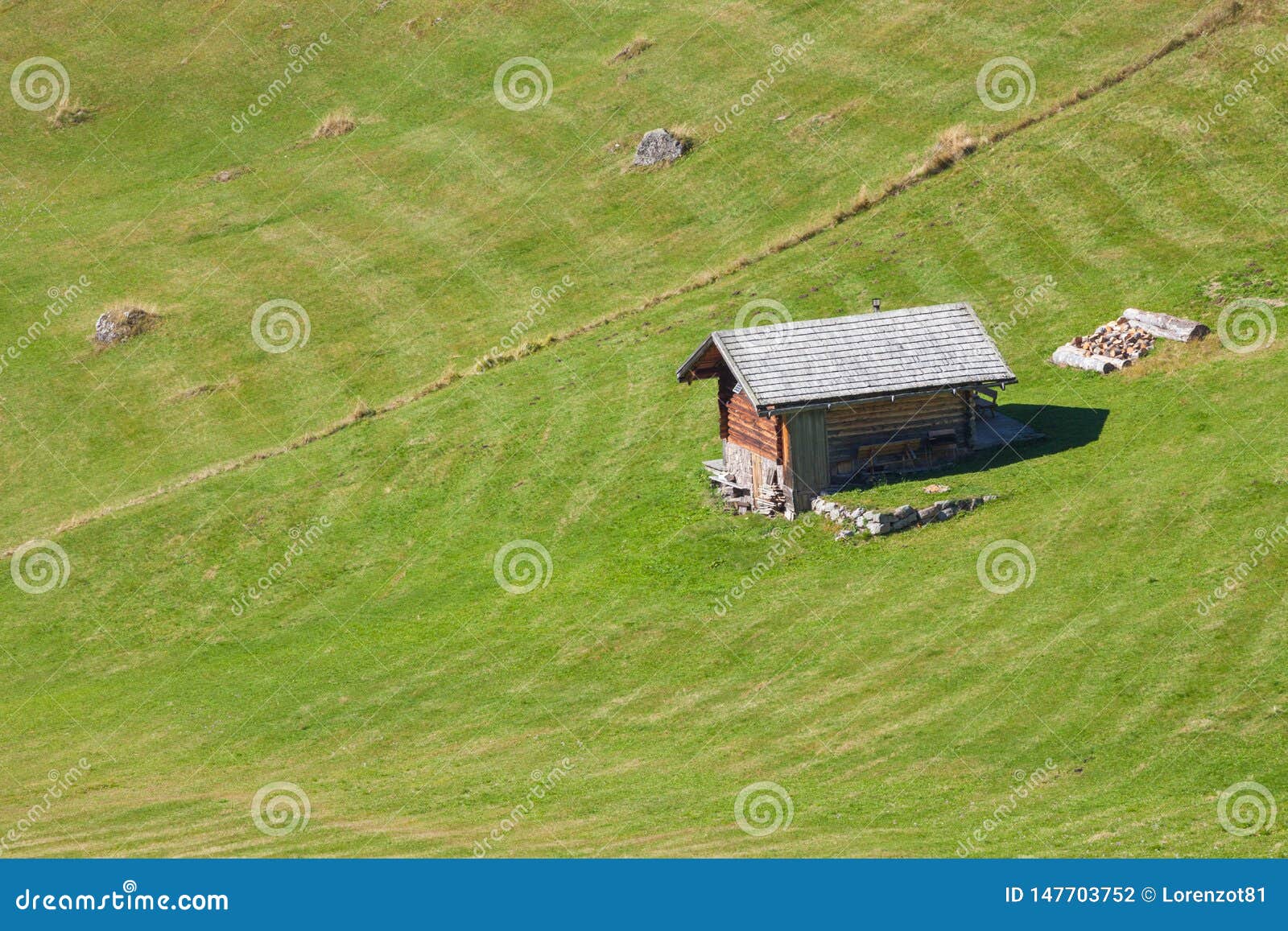 Old Hayloft in a Pasture in Val Di Funes at Fall Stock Photo - Image of ...