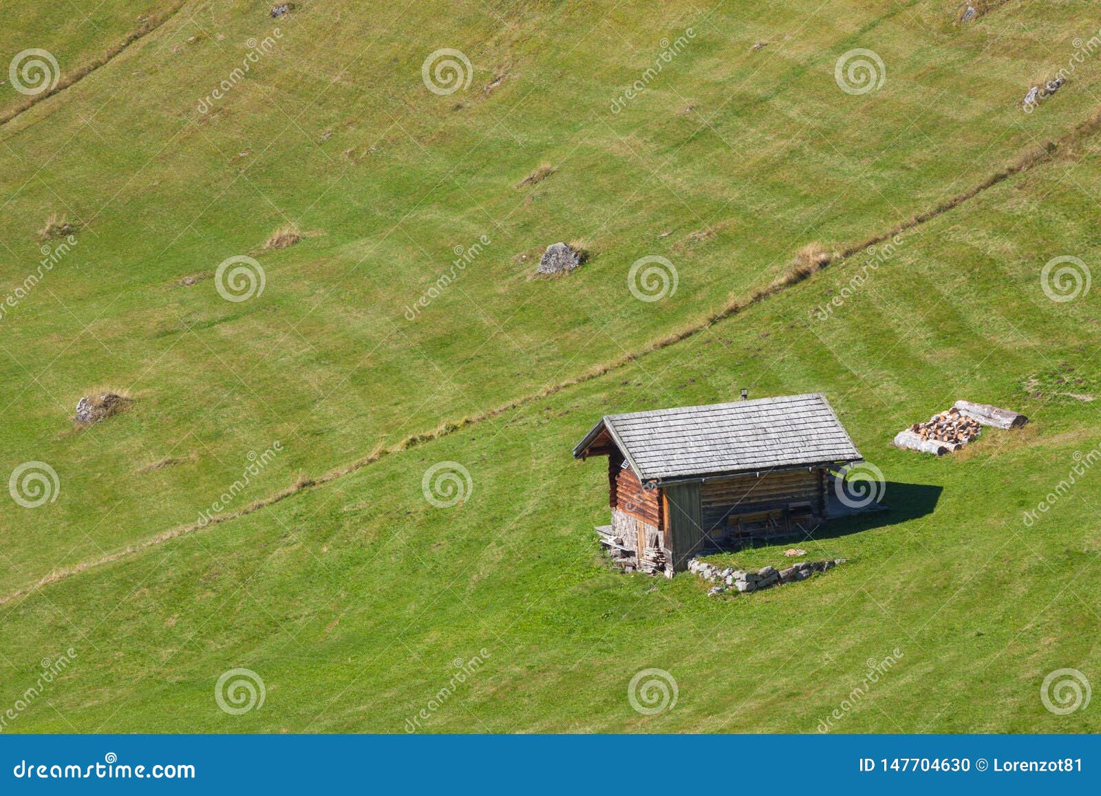 Old Hayloft in a Pasture in Val Di Funes at Fall Stock Photo - Image of ...