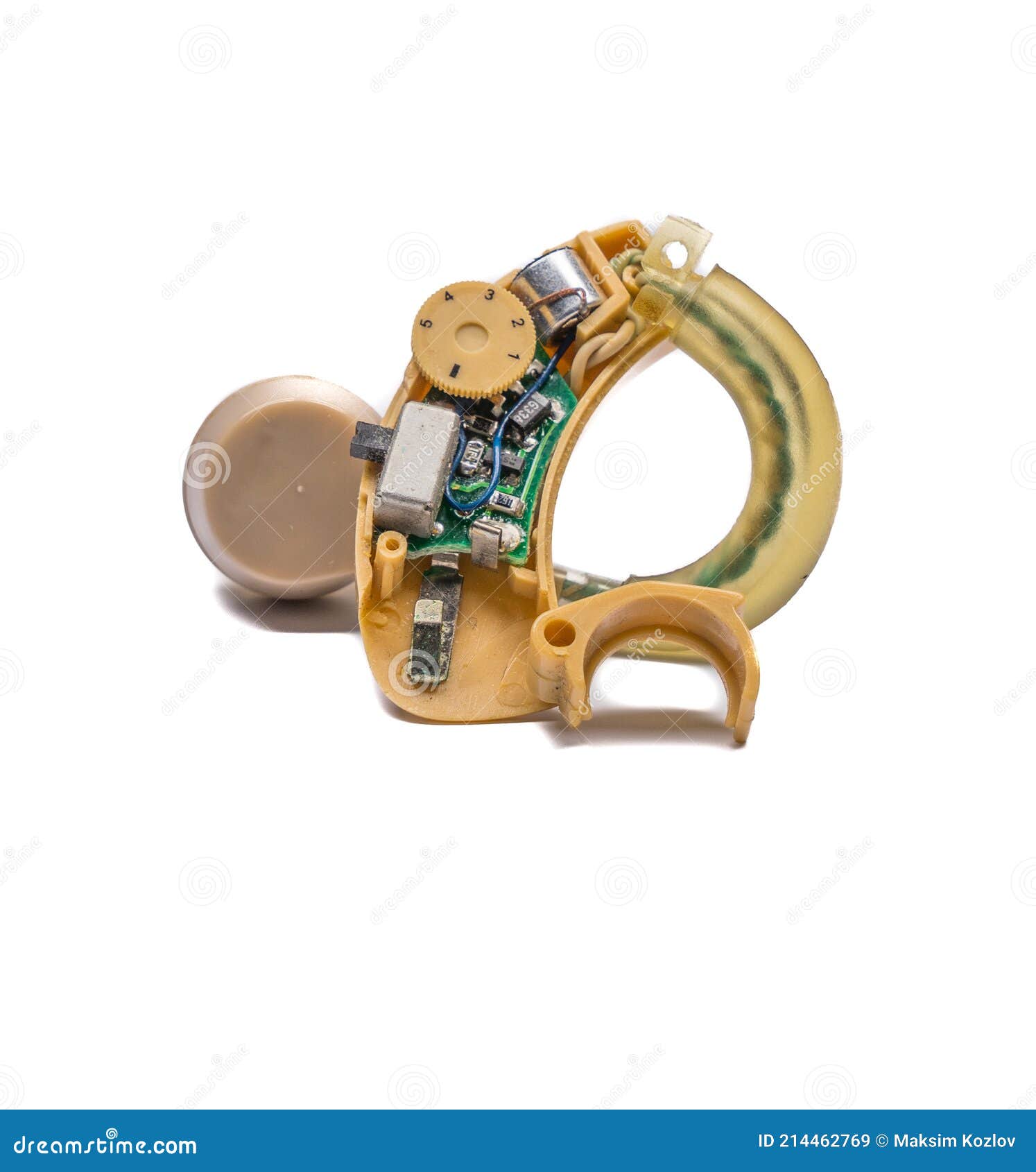 Old Hearing Aid with Components View Stock Image - Image of overhead ...