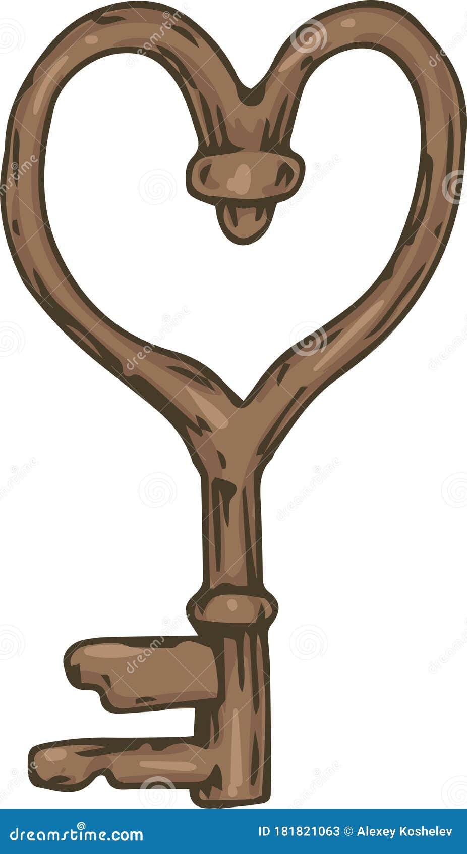 Old Heart Shaped Key stock vector. Illustration of vector - 181821063