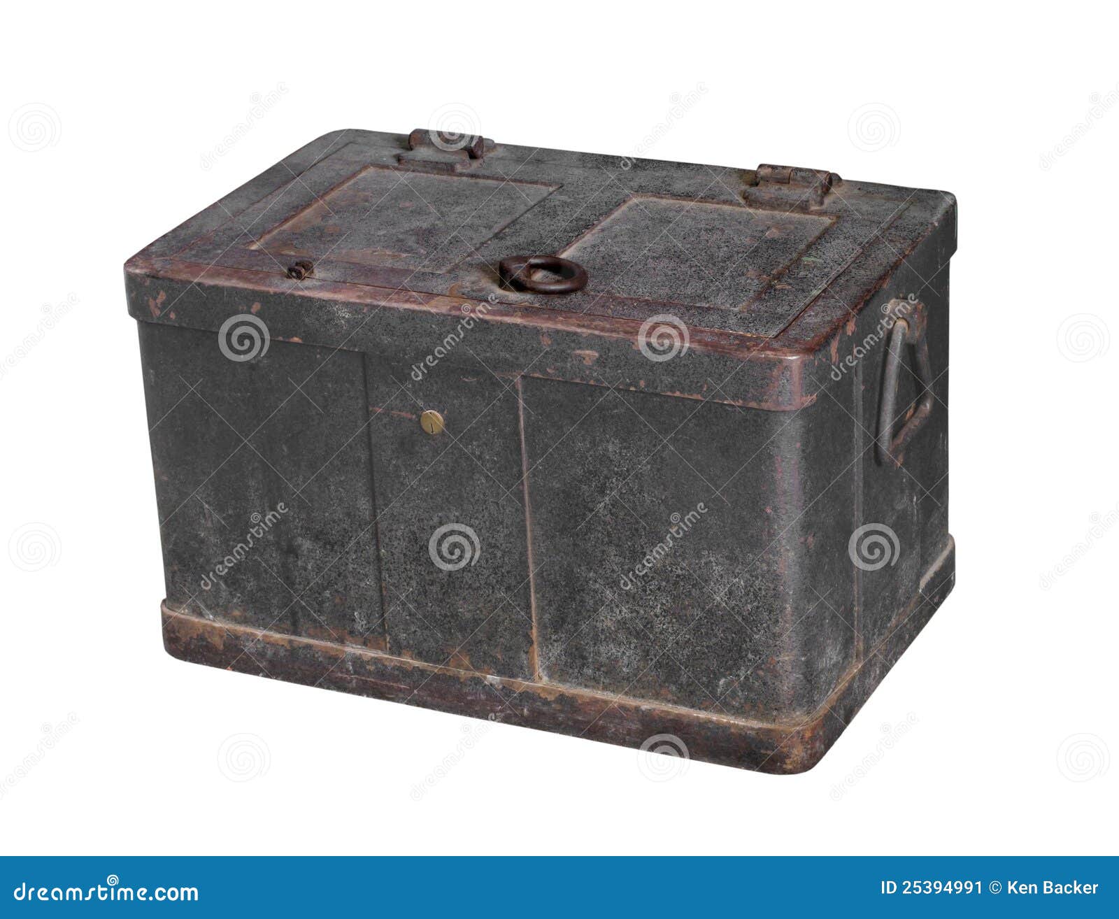 Old Heavy Metal Strongbox Isolated. Stock Image - Image of vault ...