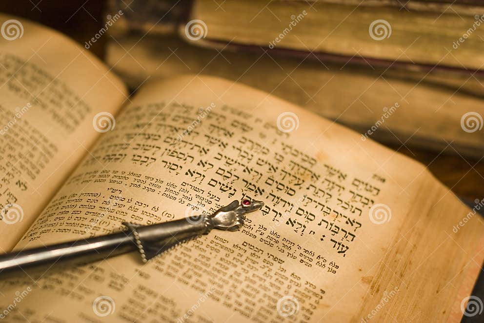 Old Hebrew Bible and Pointer Stock Image - Image of torah, book: 1646341