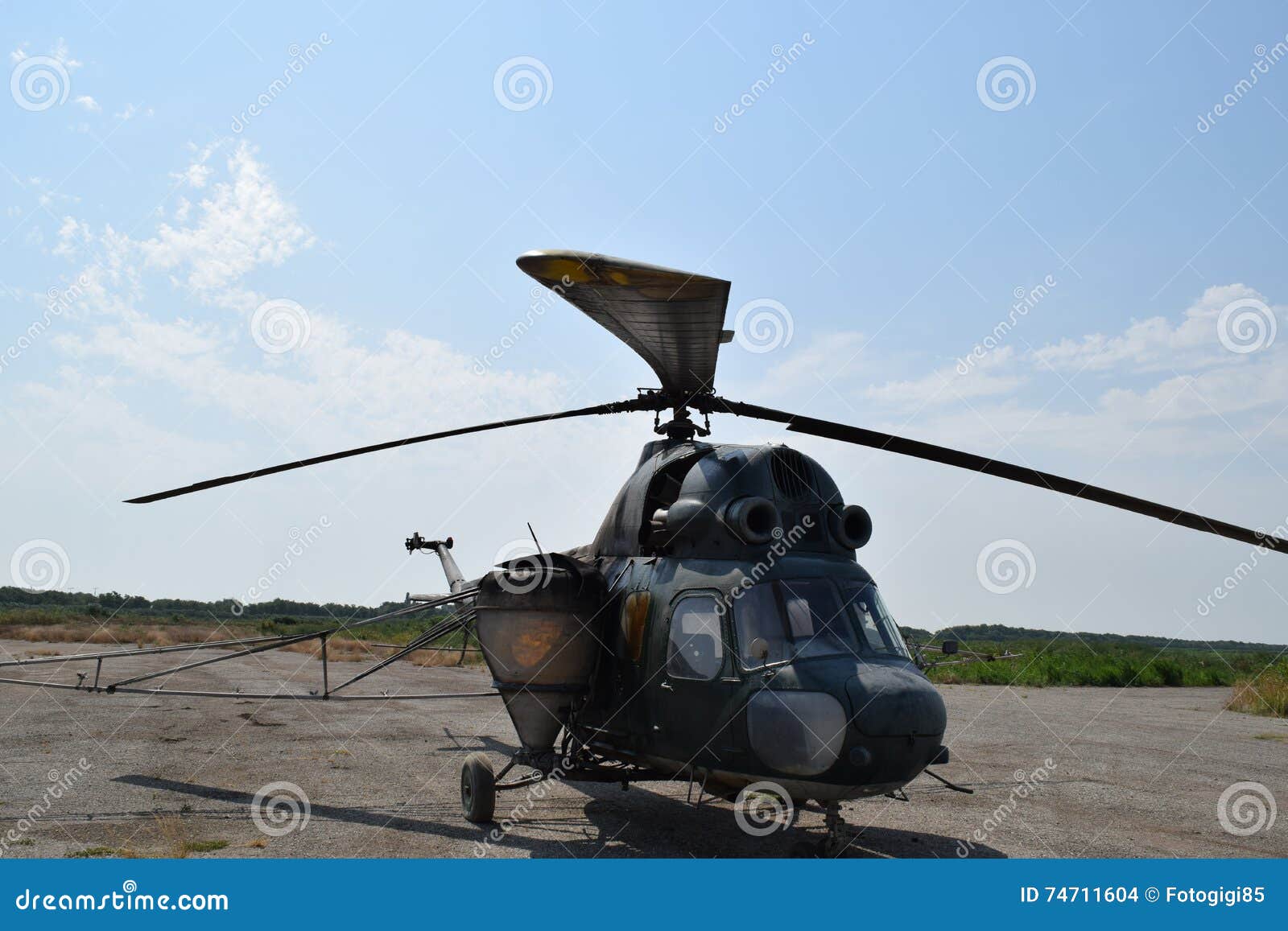Old Helicopter Spraying Fields Stock Photo - Image of industries, farm ...